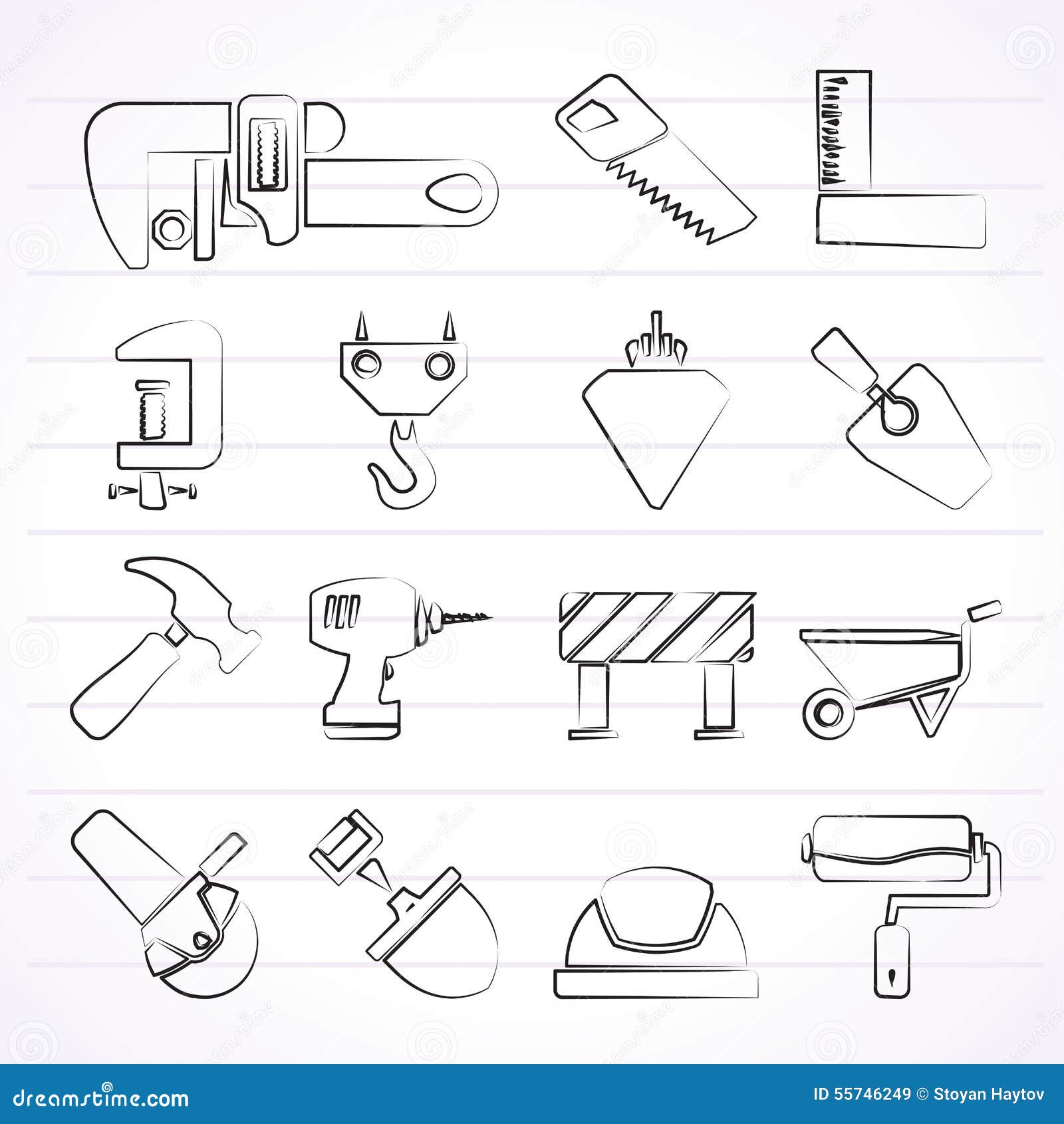 Construction Industry and Tools Icons Stock Vector - Illustration of ...