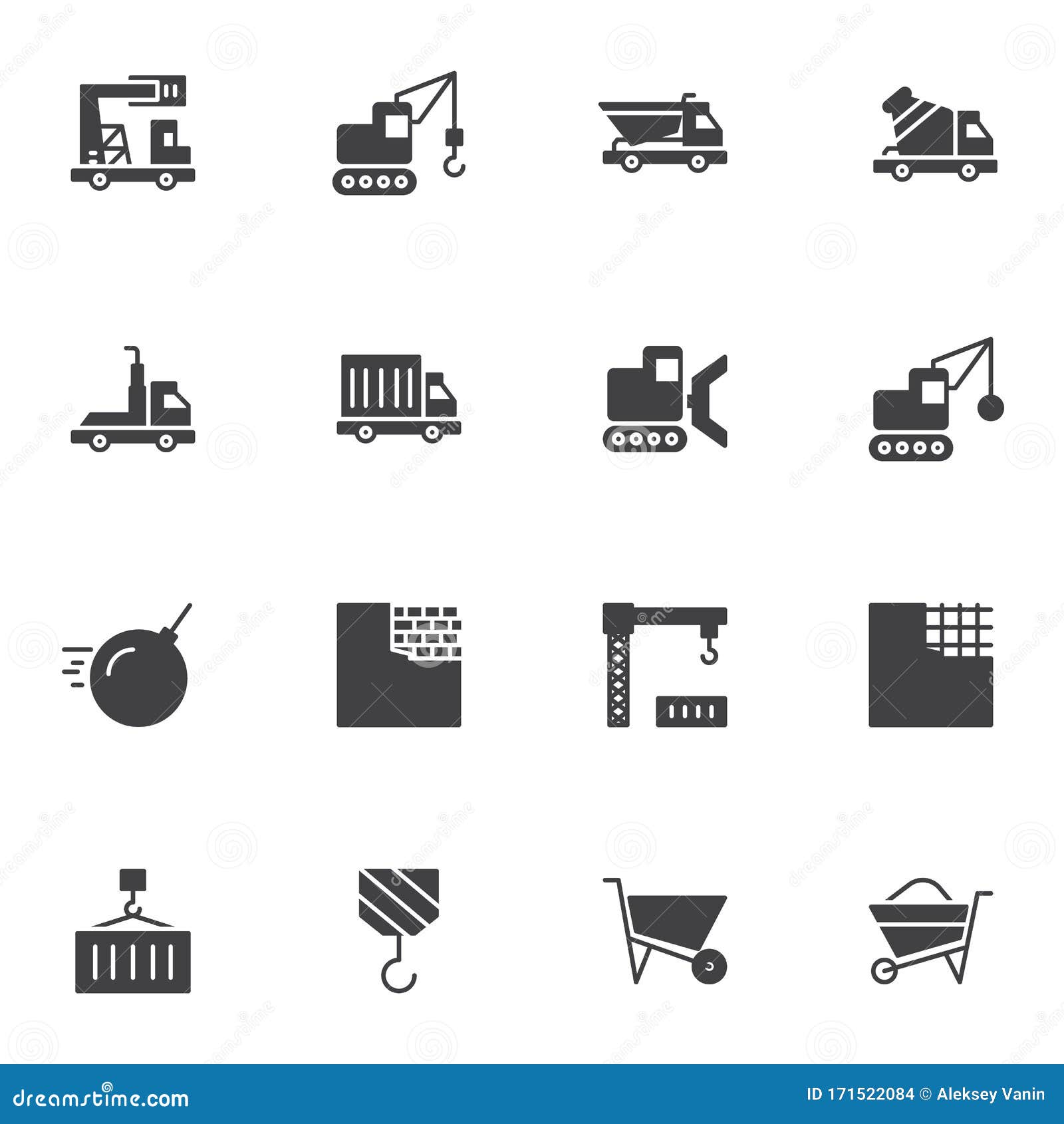 Construction Industry Vector Icons Set Stock Vector - Illustration of ...