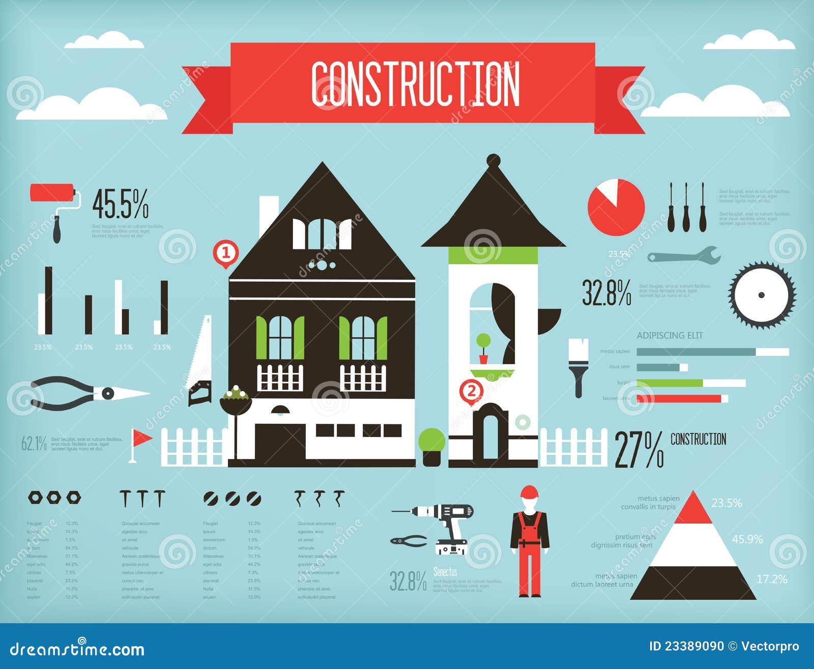 Construction infographic stock vector. Illustration of brush - 23389090