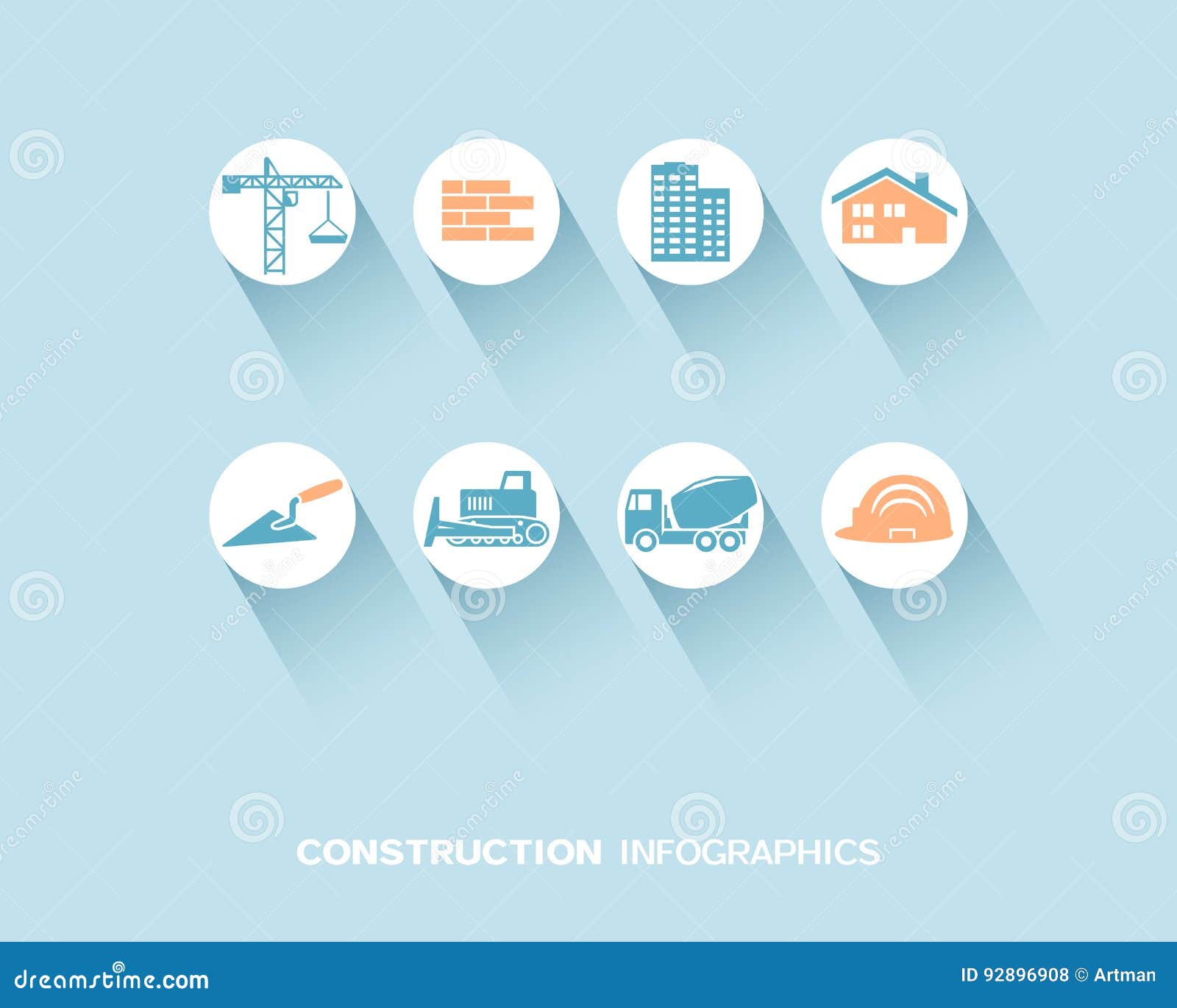 Construction Infographic with Flat Icons Set Stock Vector ...