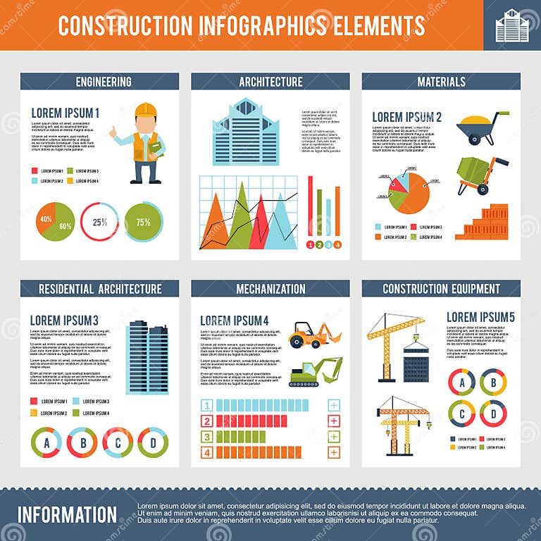 Construction Infographic Set Stock Vector - Illustration of design ...