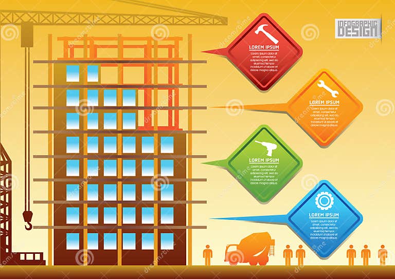 Construction Infographic. Vector Illustration Decorative Design Stock ...