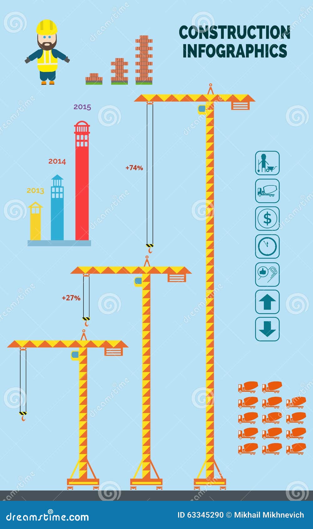 Construction Infographics Elements Stock Vector - Illustration of beard ...