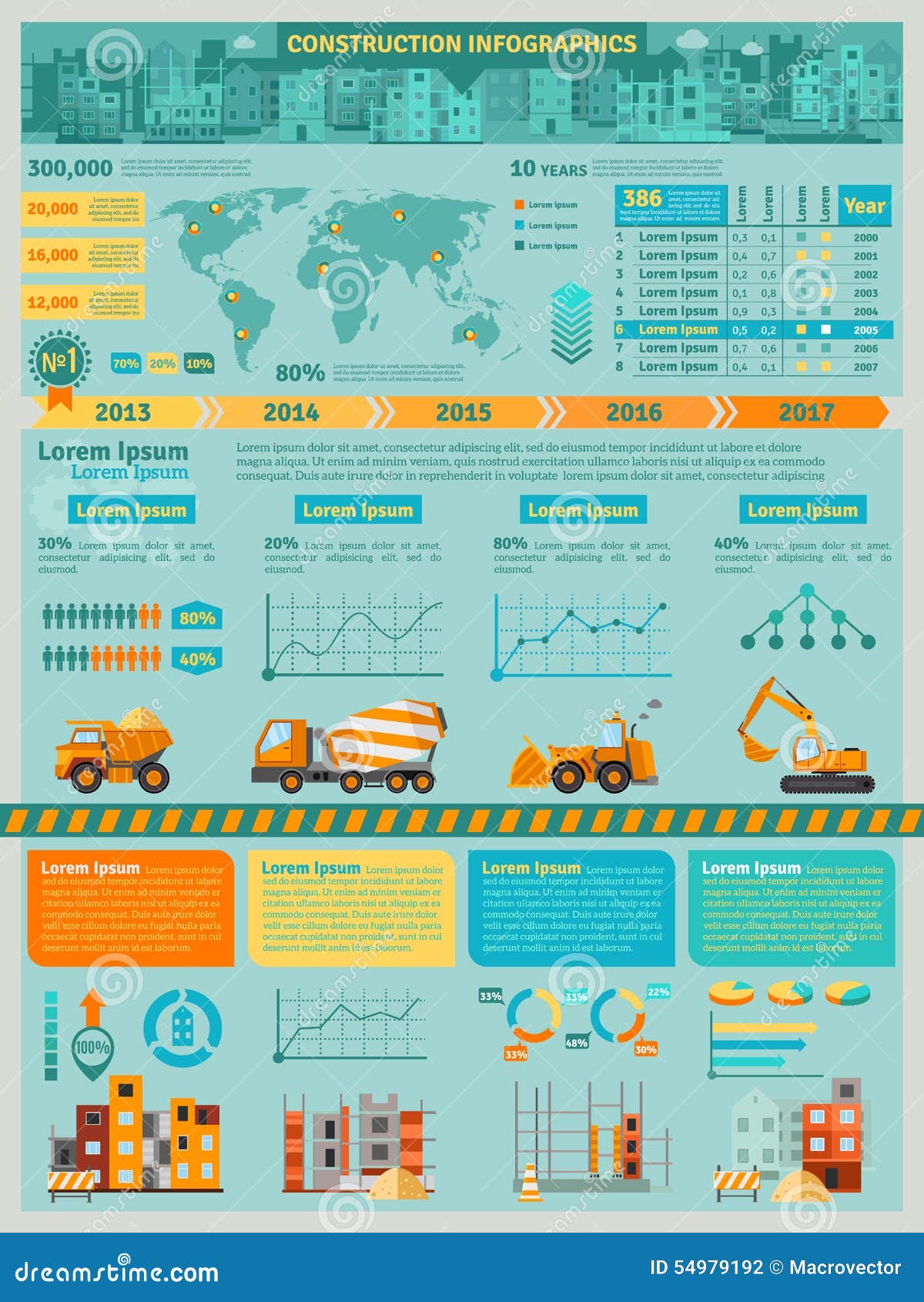 Construction Infographics Template Vector Illustration | CartoonDealer ...