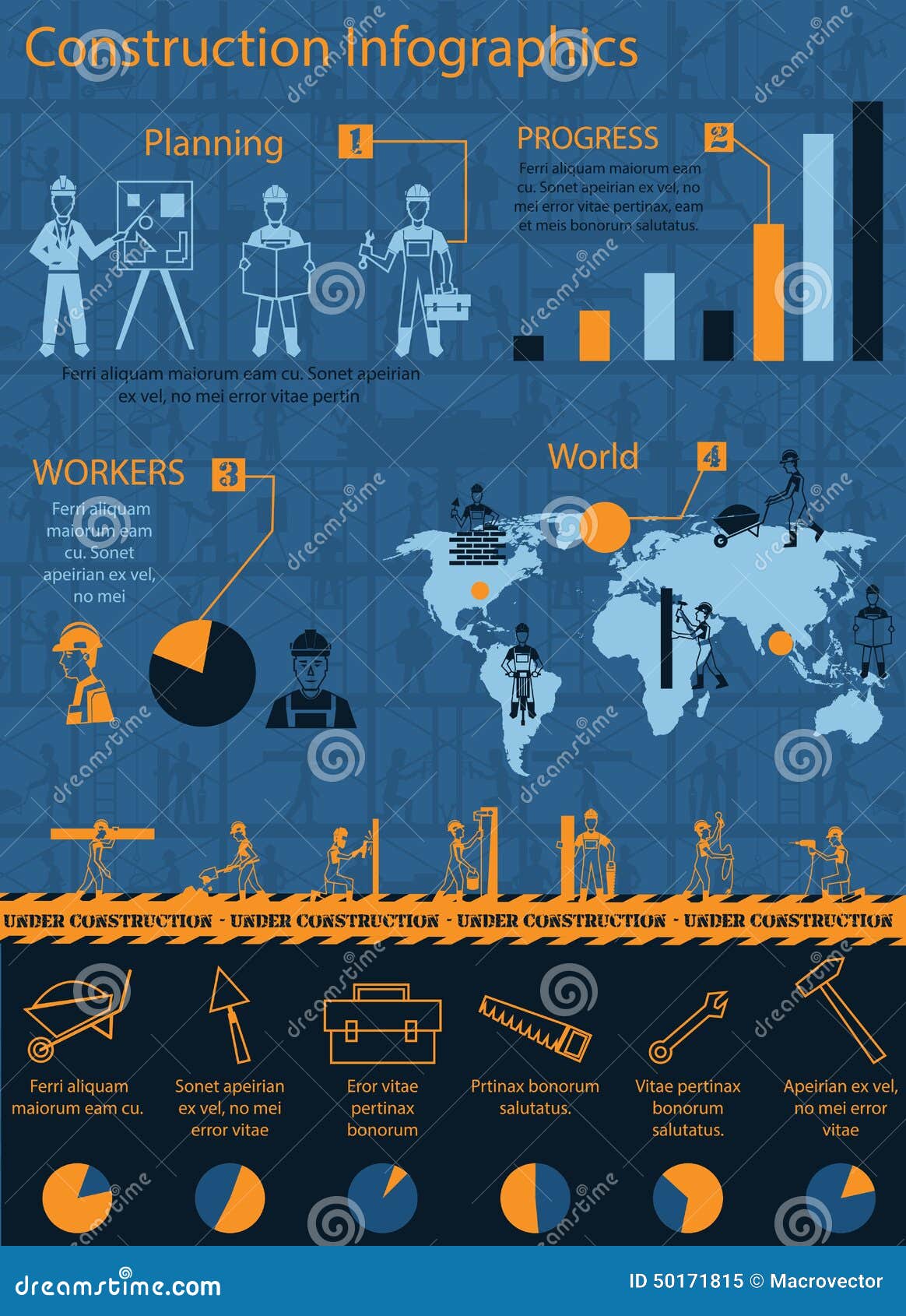Construction Infographics Set Stock Vector - Illustration of engineer ...