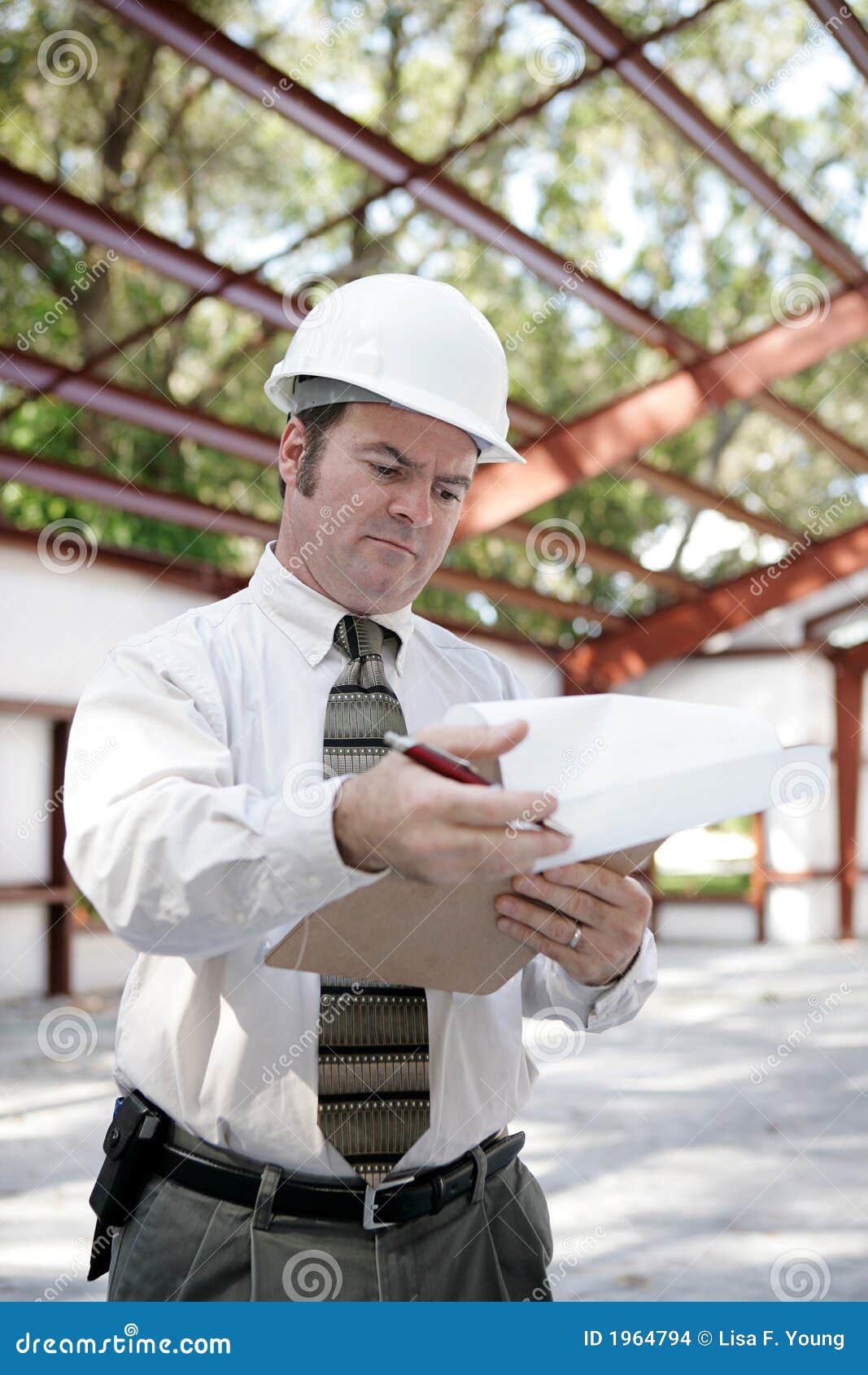 Construction Inspector - Reviewing Notes Stock Photo - Image of ...