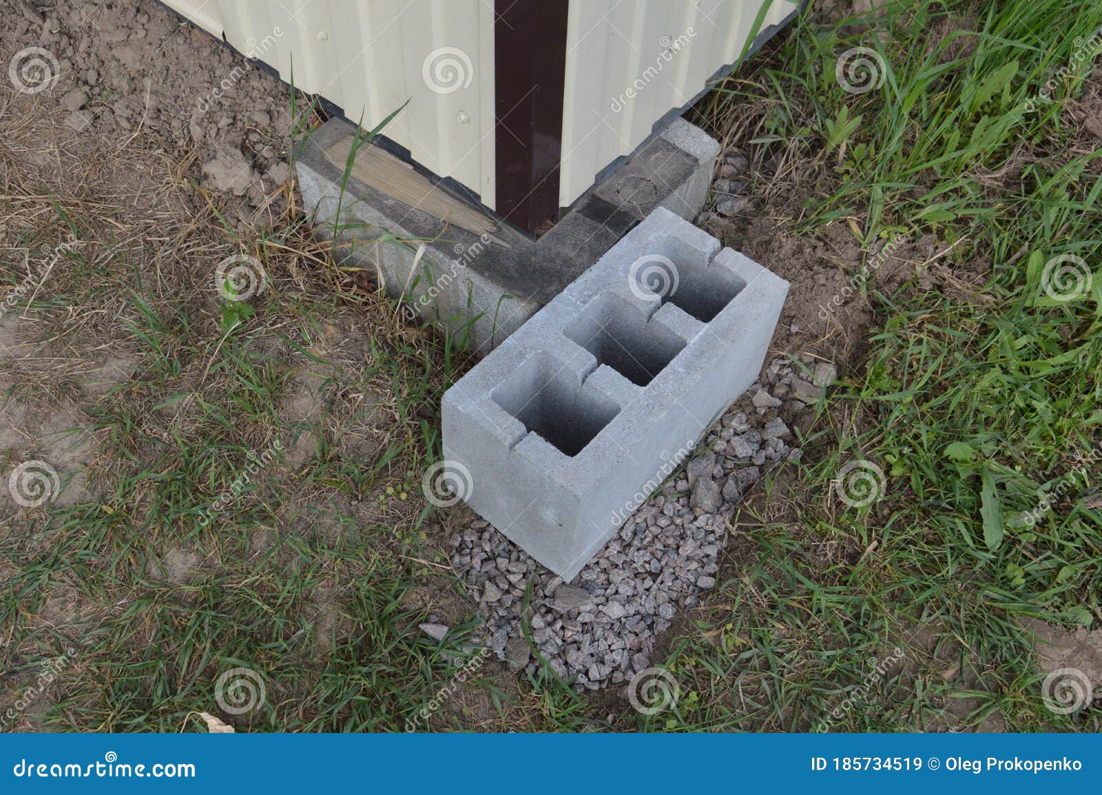 Construction and Installation of a Base of Cinder Blocks Stock Image ...