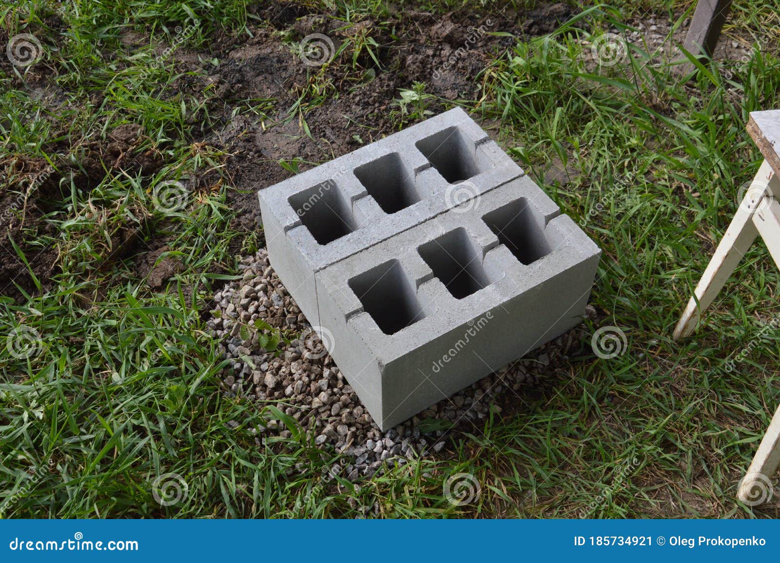 Construction and Installation of a Base of Cinder Blocks Stock Image ...