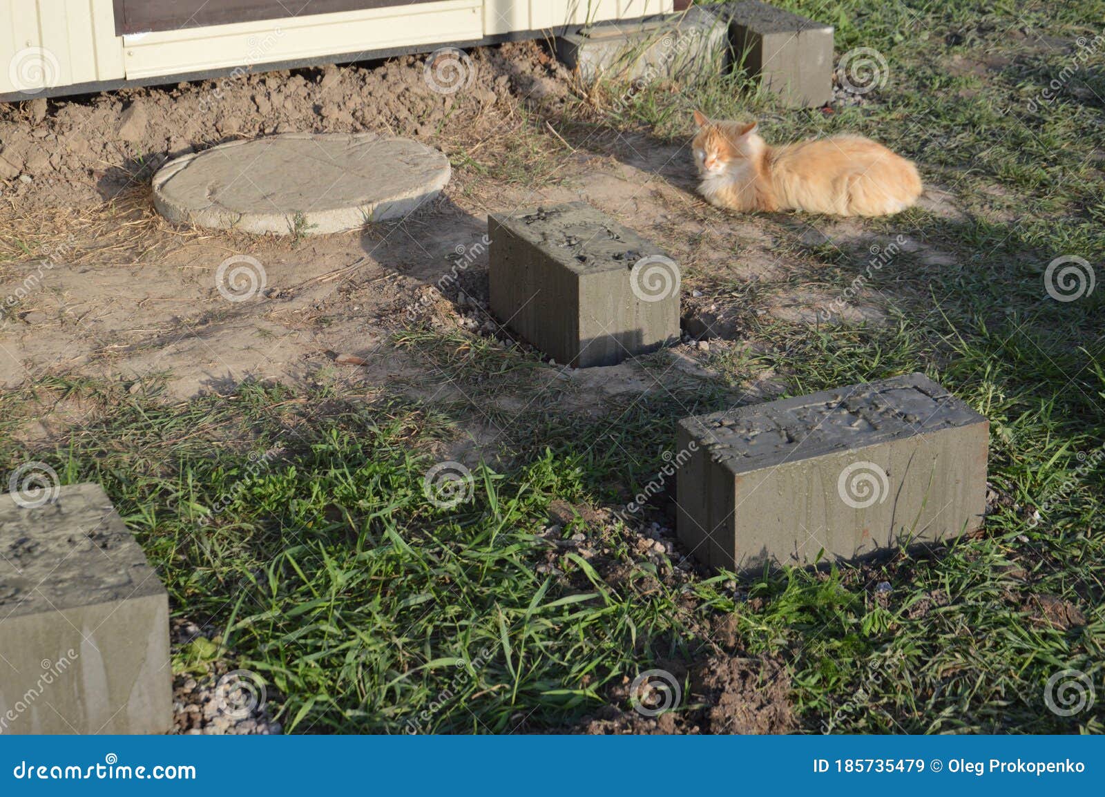 Construction and Installation of a Base of Cinder Blocks Stock Image ...