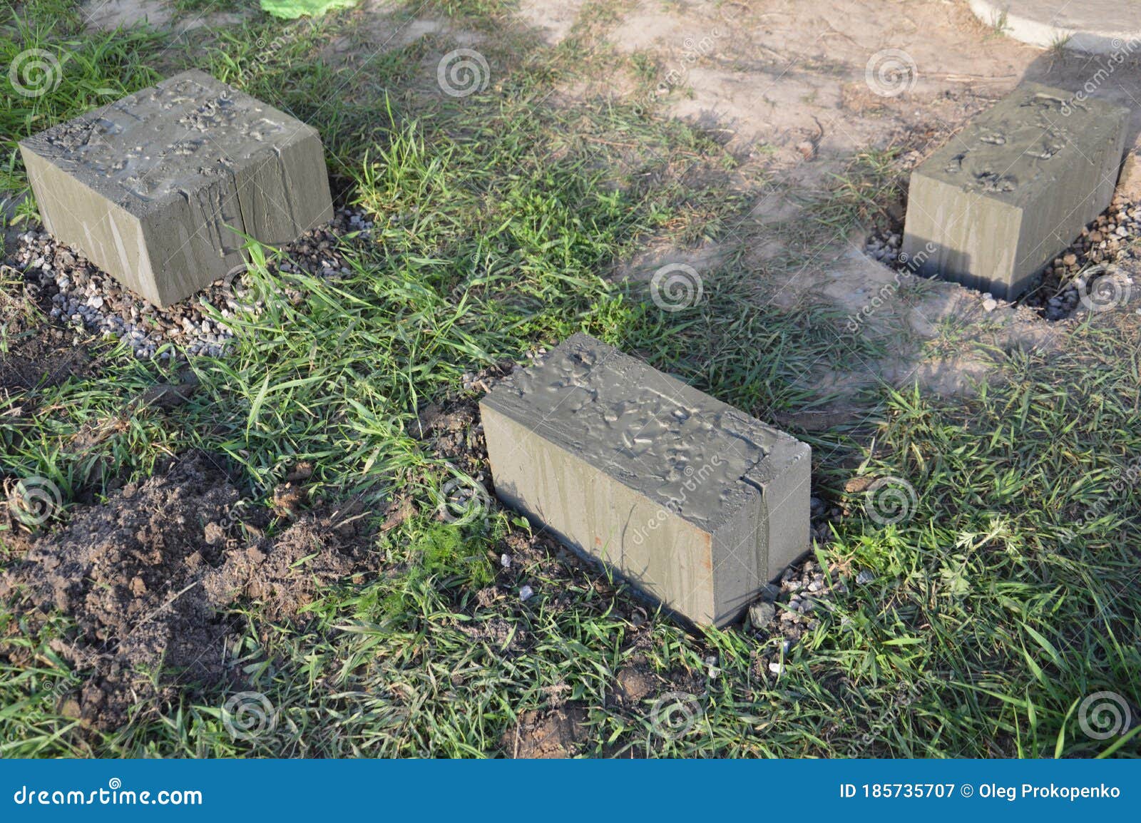 Construction and Installation of a Base of Cinder Blocks Stock Image ...