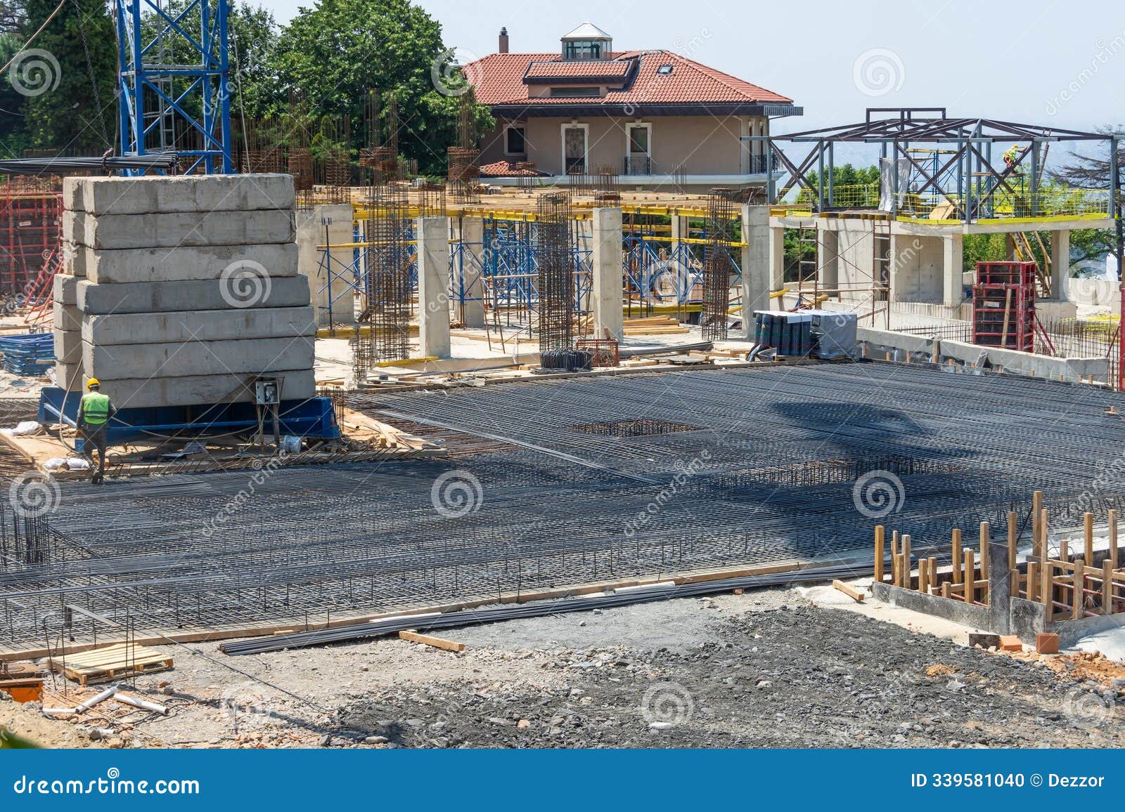 Construction Installation of the Foundation Frame and the First Floor ...