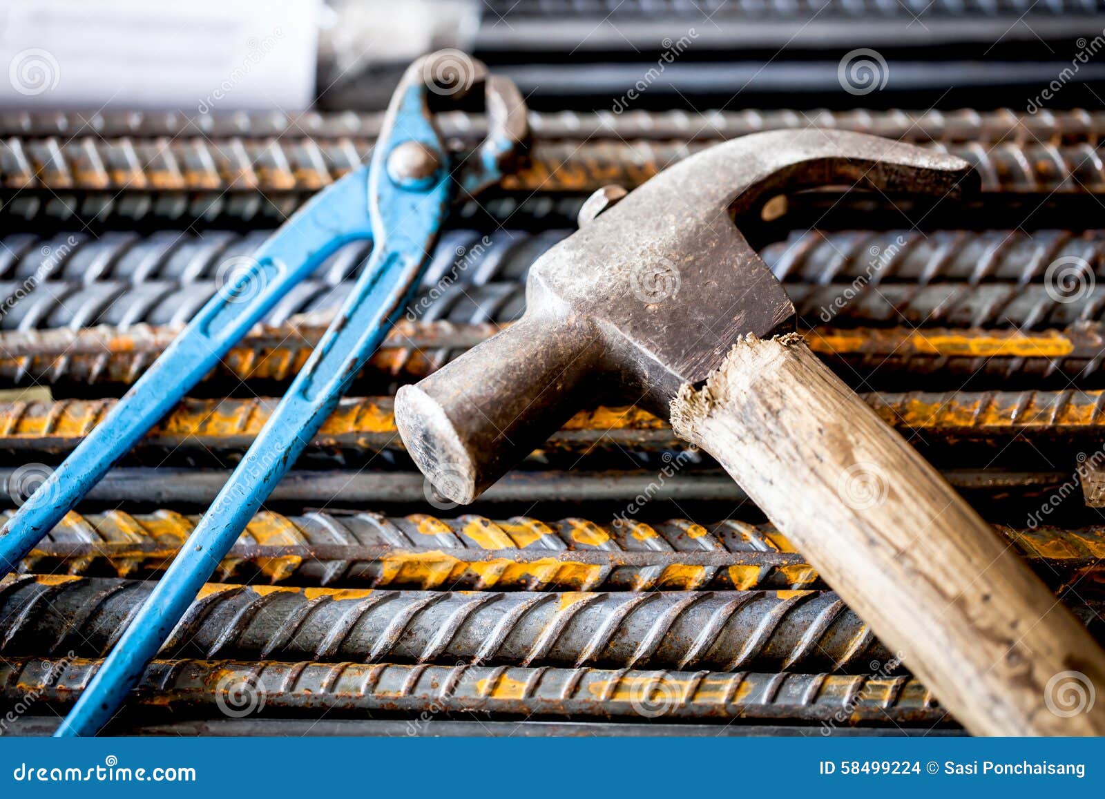 Construction Instruments,hammer and Plier Stock Photo - Image of ...