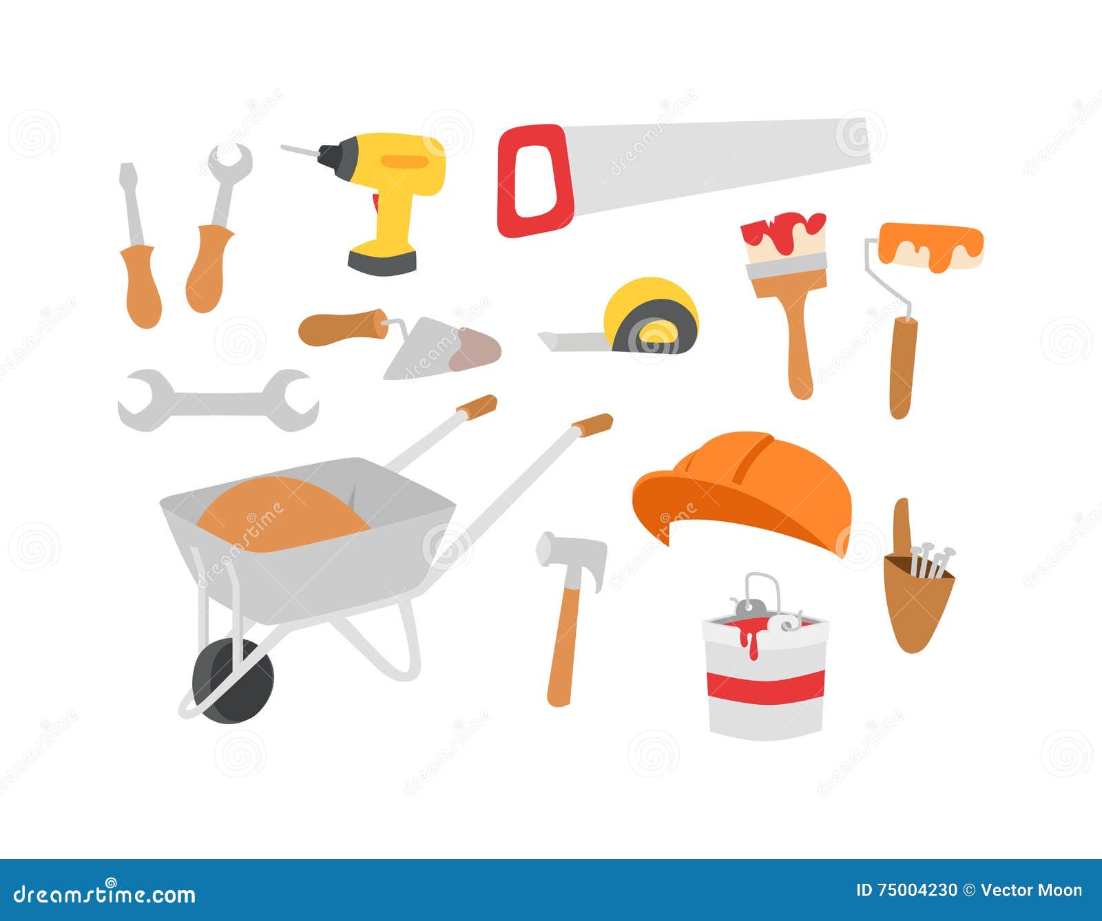 Construction Instruments Tools Vector Set. Stock Vector - Illustration ...