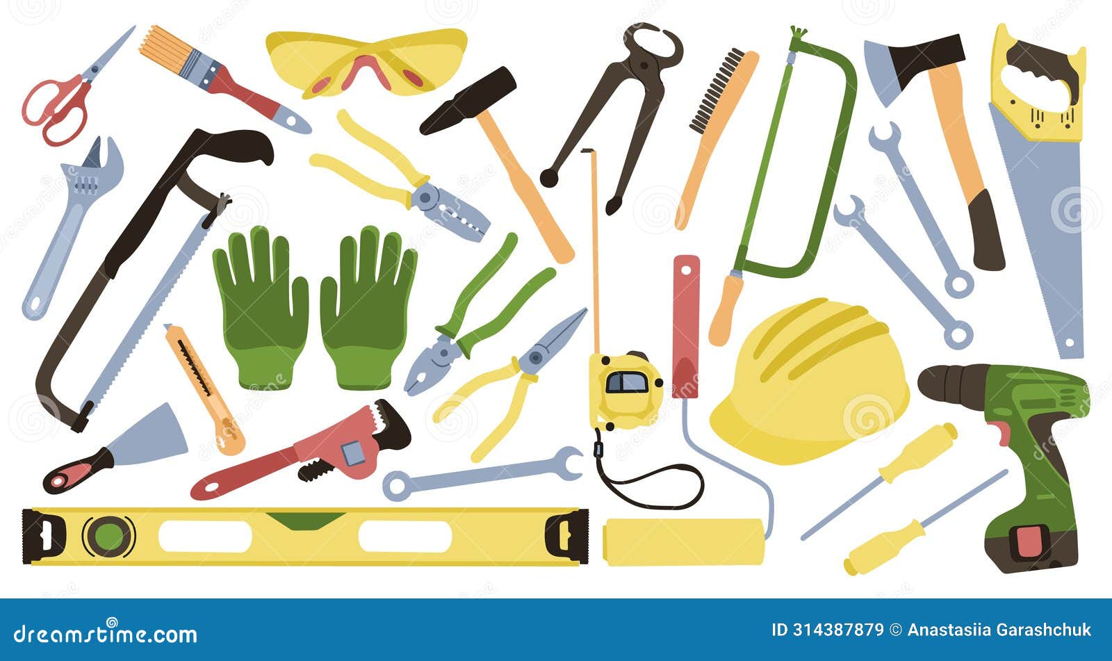 Construction Instruments. Vector Set of Isolated Work Tools for Repair ...