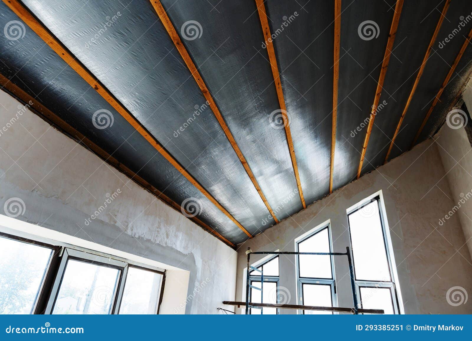 Construction and Insulation of the Roof of a Large House. Sheathing ...