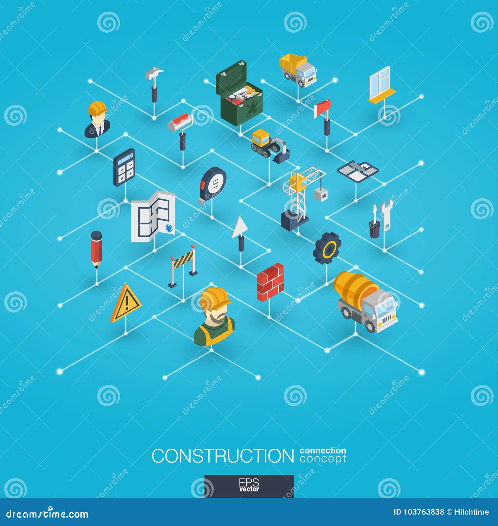 Construction Integrated 3d Web Icons. Digital Network Isometric Concept ...