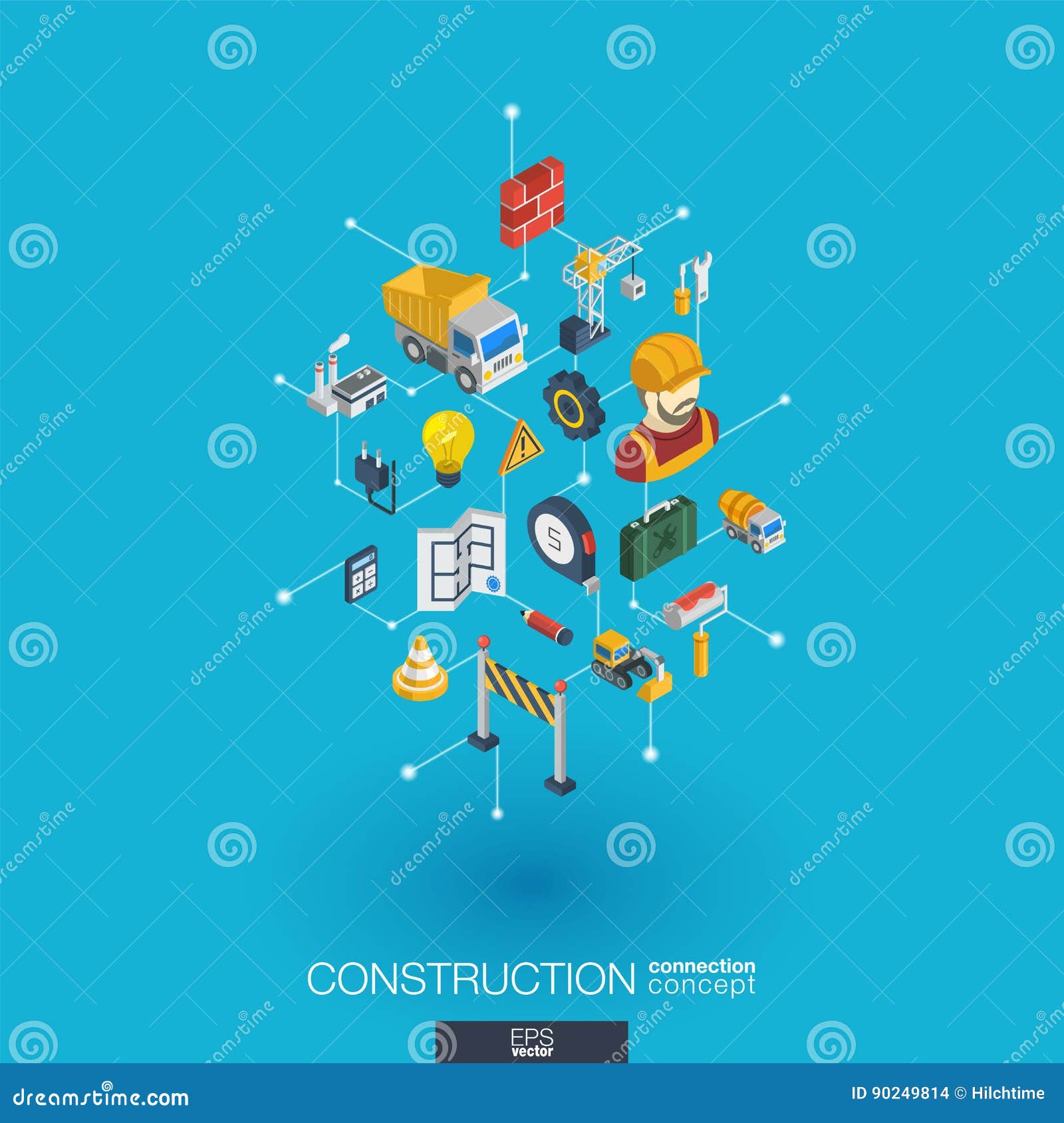 Construction Integrated 3d Web Icons. Digital Network Isometric Concept ...