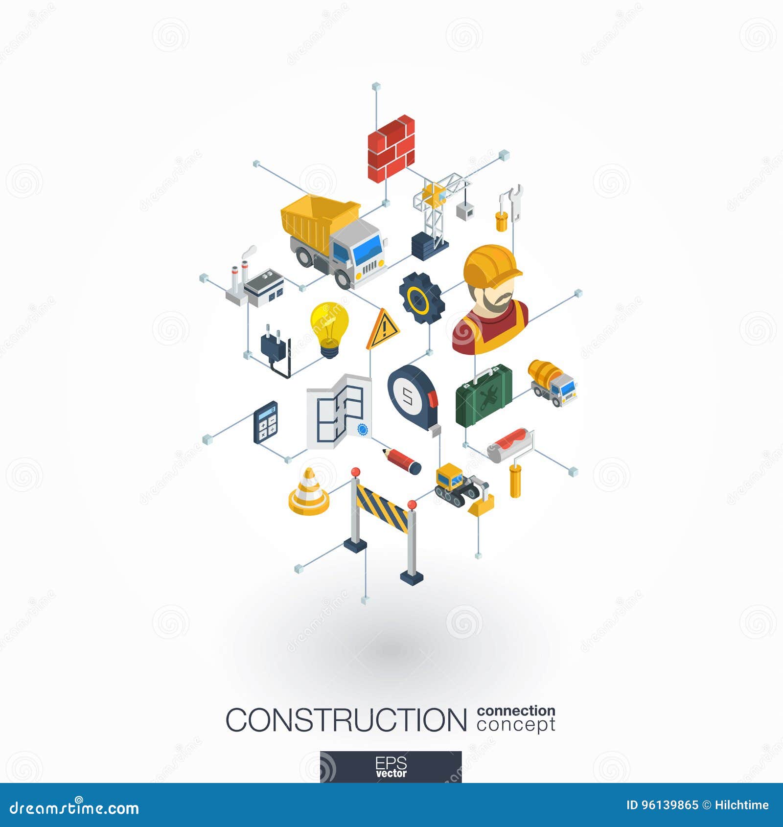 Construction Integrated 3d Web Icons. Digital Network Isometric Concept ...