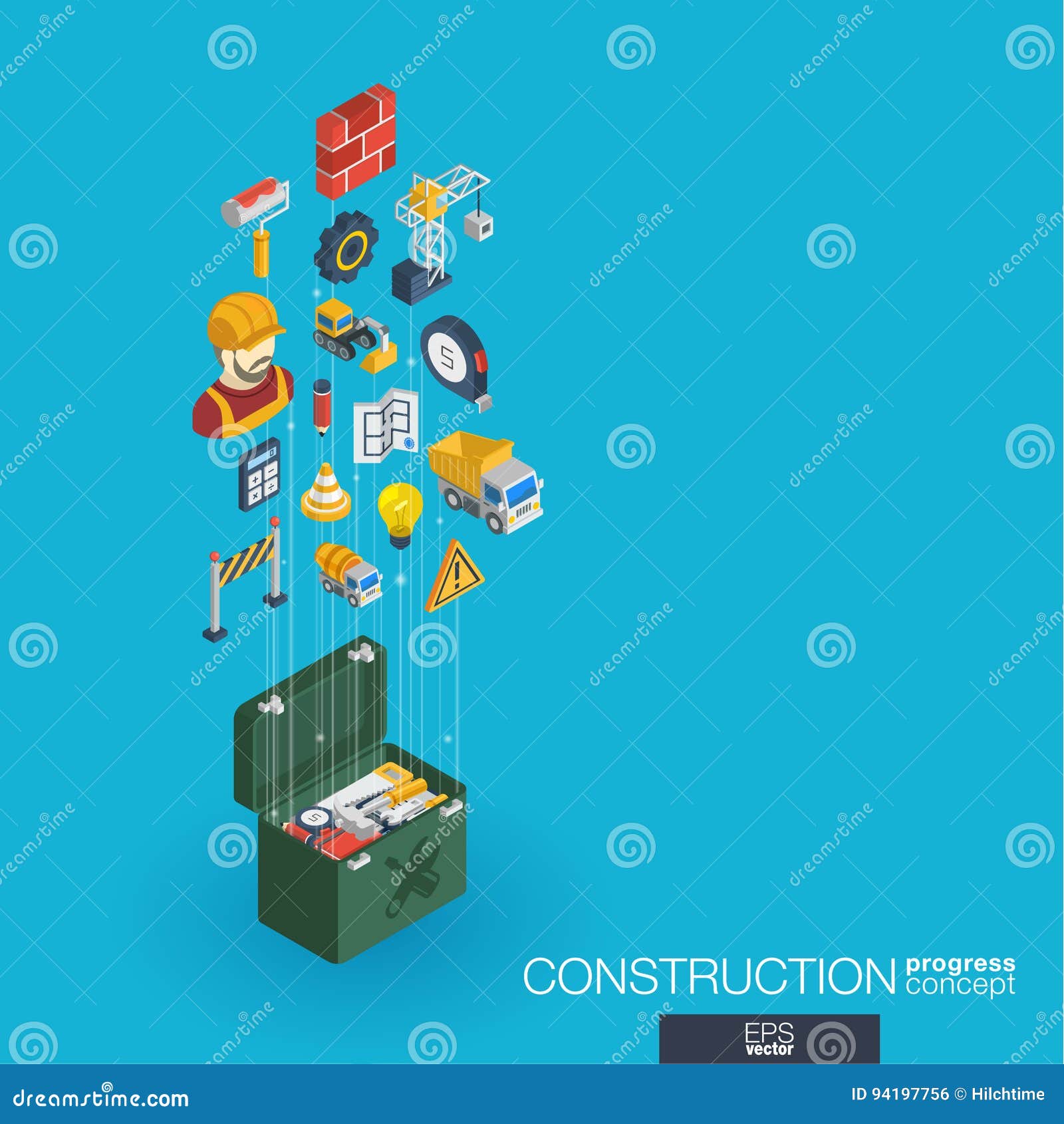 Construction Integrated 3d Web Icons. Growth and Progress Concept Stock ...