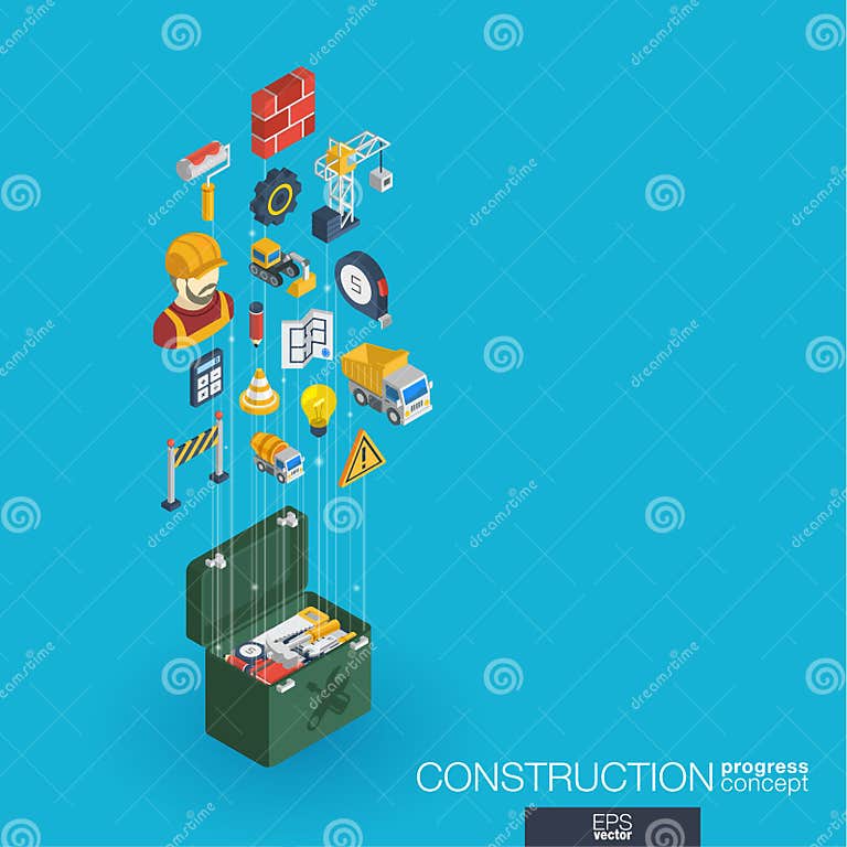 Construction Integrated 3d Web Icons. Growth and Progress Concept Stock ...