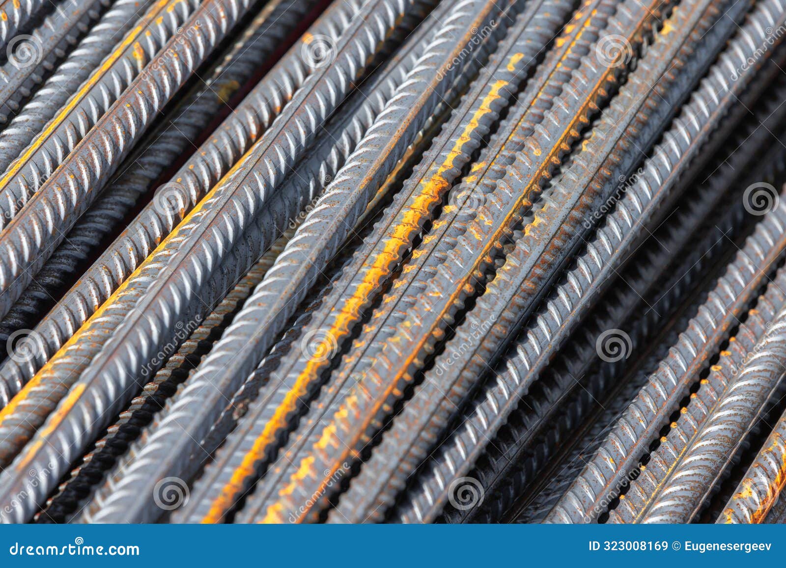 Construction Iron Rods with Rust Spots, Abstract Industrial Background ...
