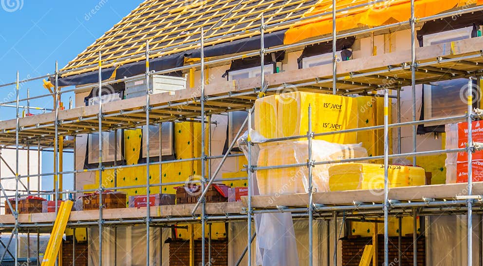 Construction and Isolation of a Modern Home, Construction Site in ...