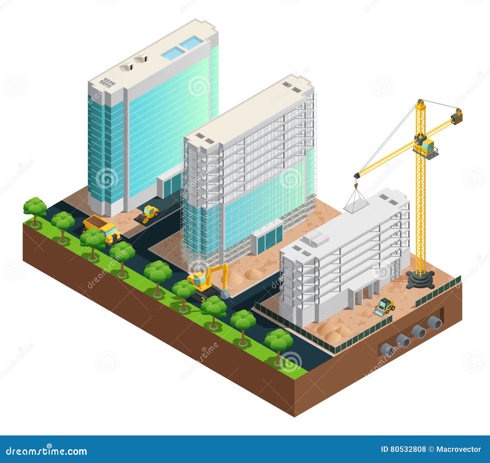 Construction Isometric Composition Stock Vector - Illustration of ...