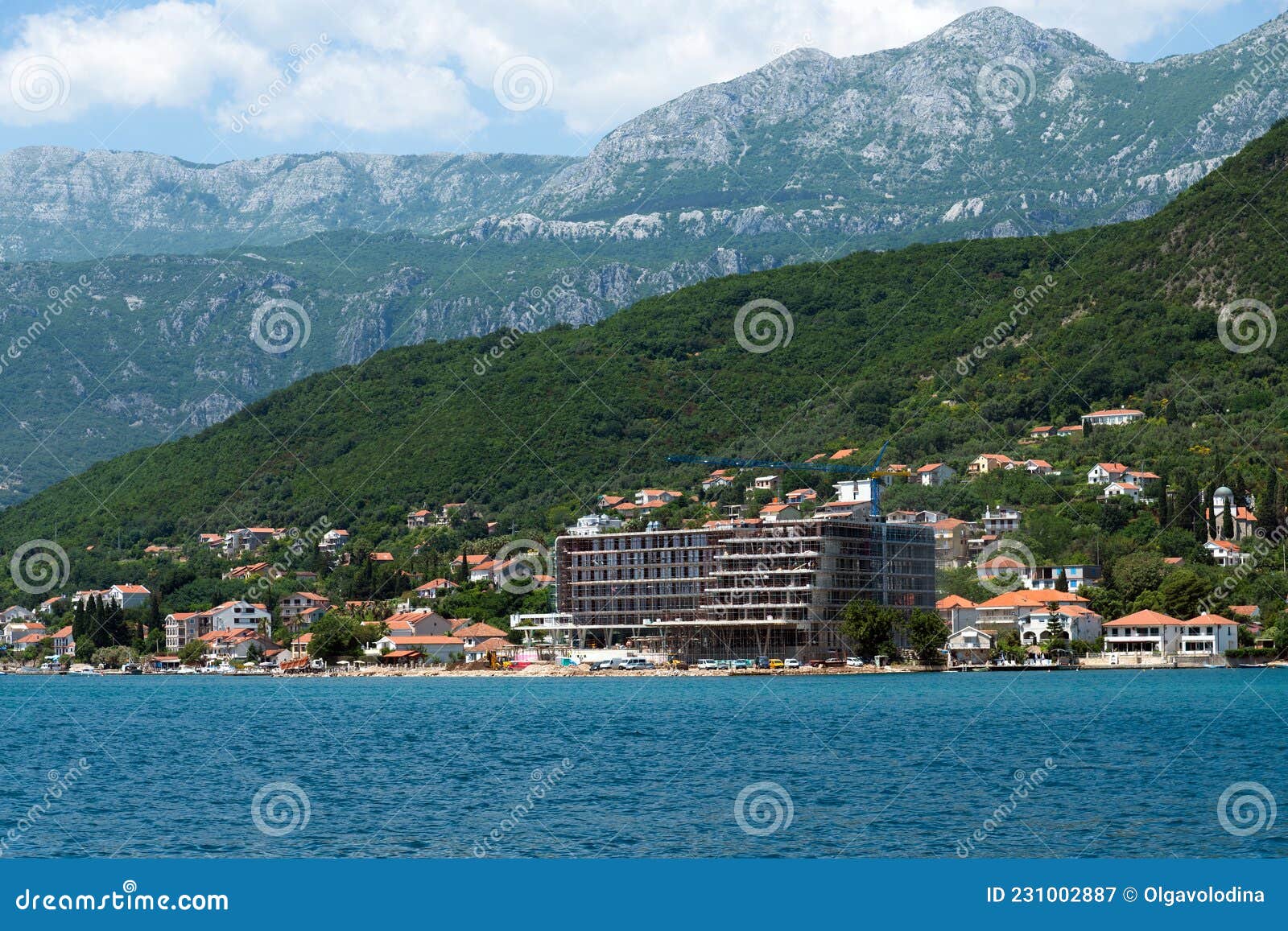 Construction in a Kumbor in Kotor Bay. Montenegro Stock Image - Image ...