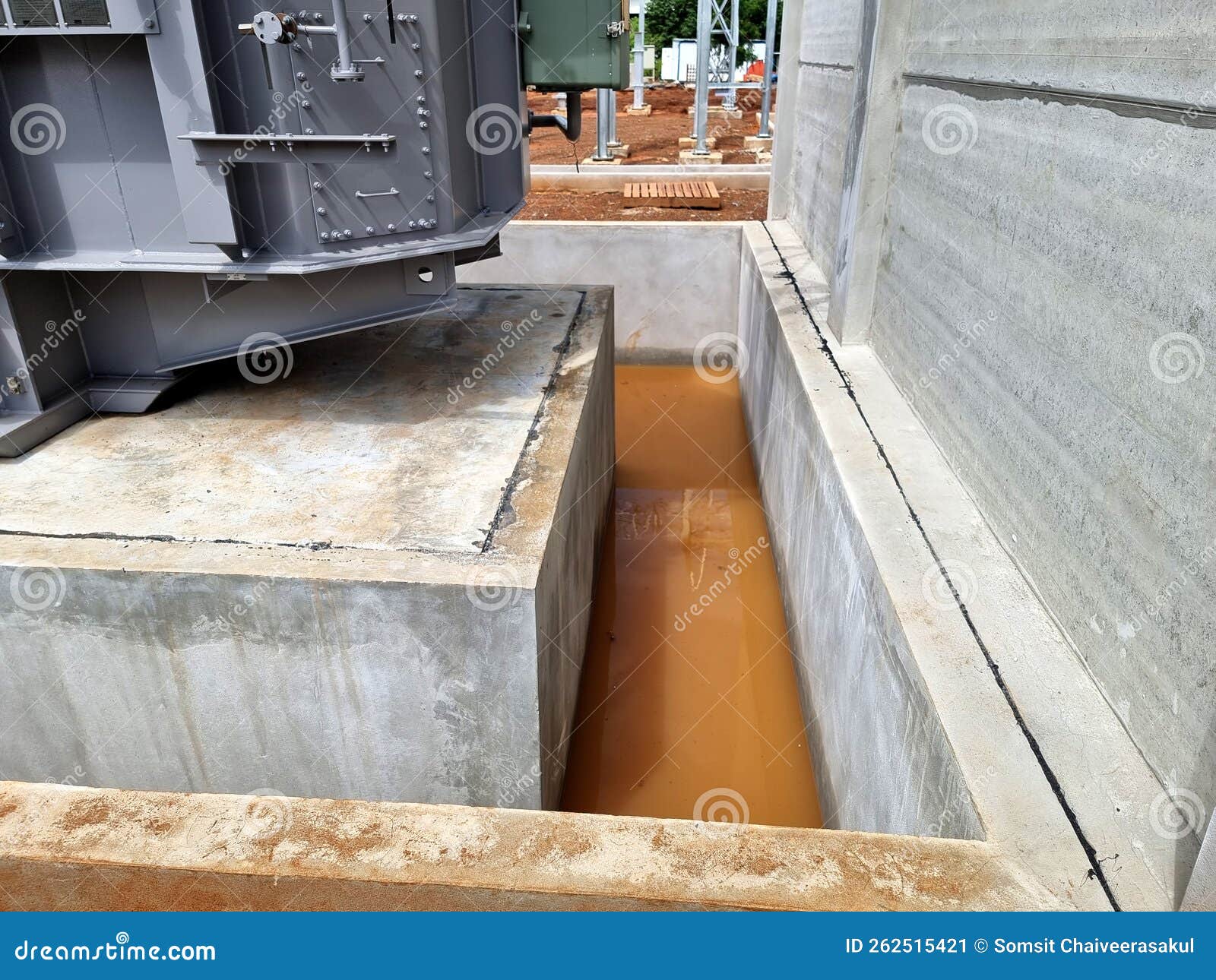 View of Power Transformer Foundation, Oil Gutter, and Oil Separator ...