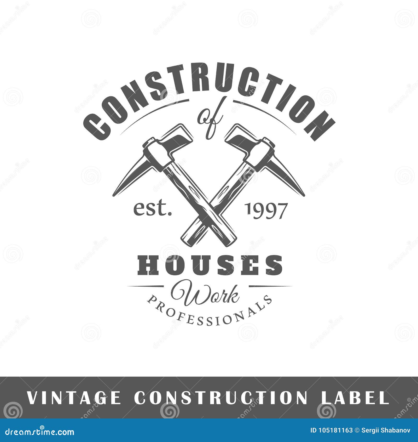 Construction Label Template Stock Vector - Illustration of hammer, card ...