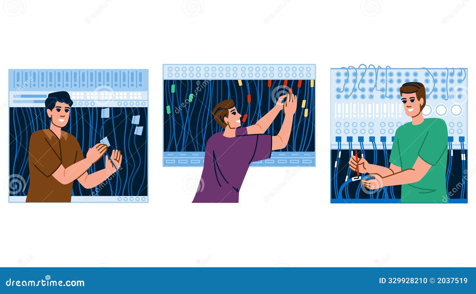 Construction Labeling Cables Engineer Vector Stock Vector ...