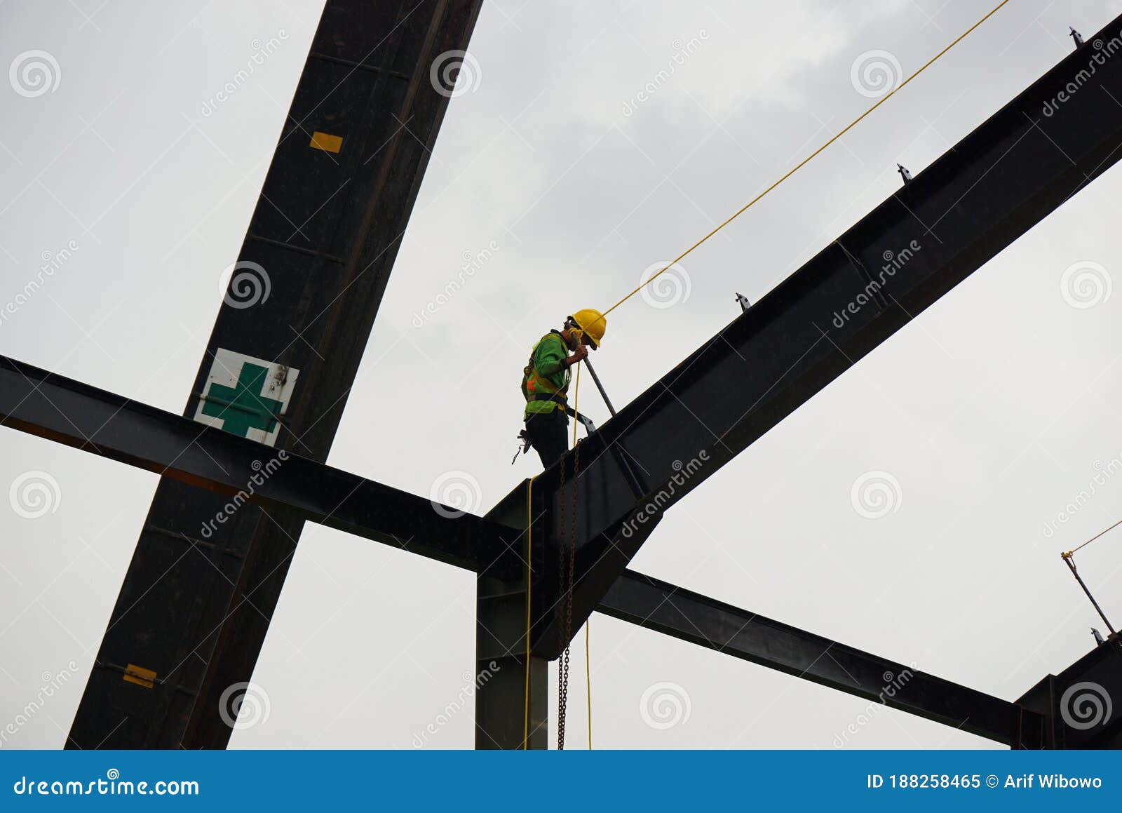 The Construction Labour Worked on the Steel Structure in Building ...