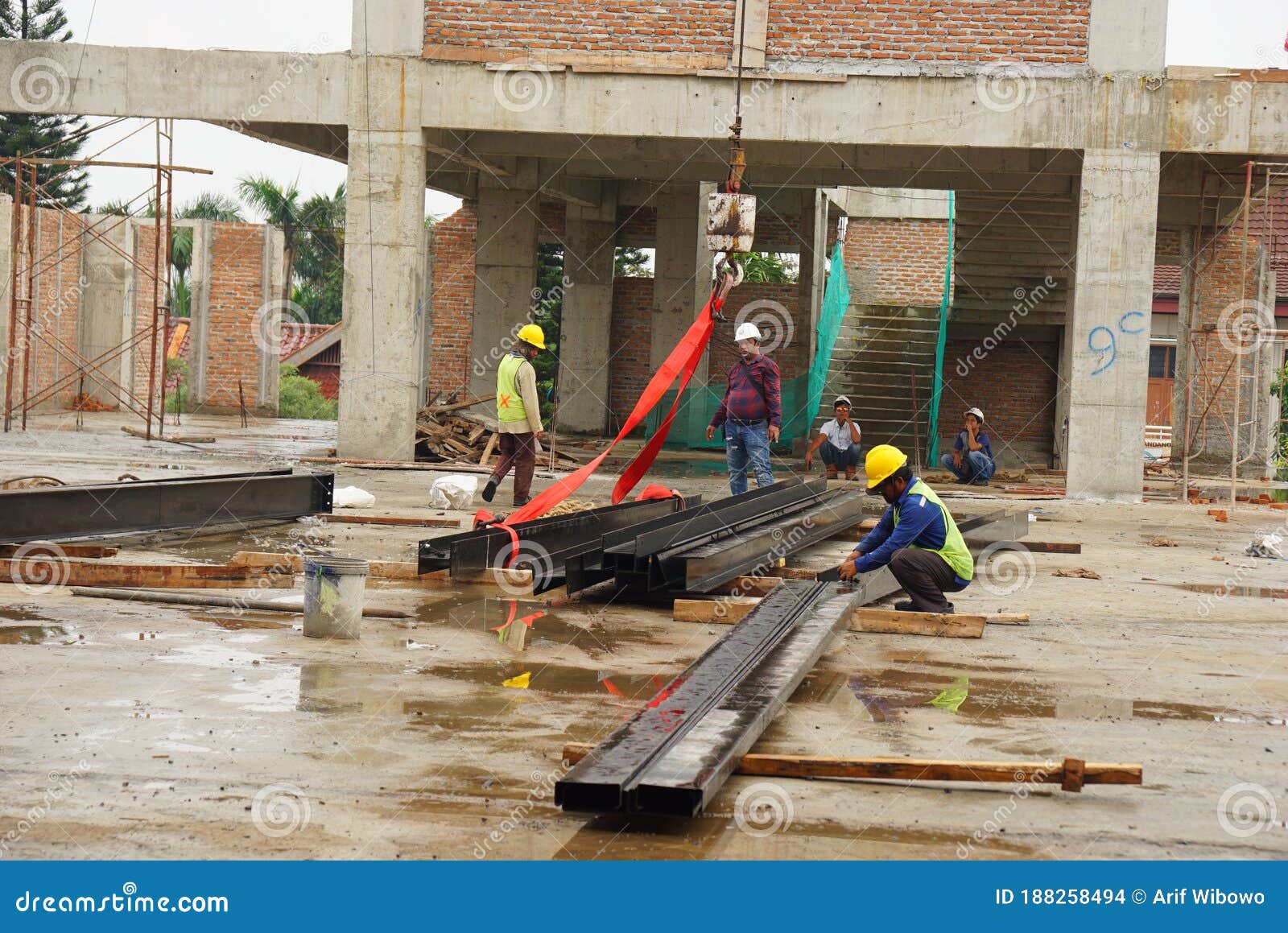The Construction Labour Worked on the Steel Structure in Building ...