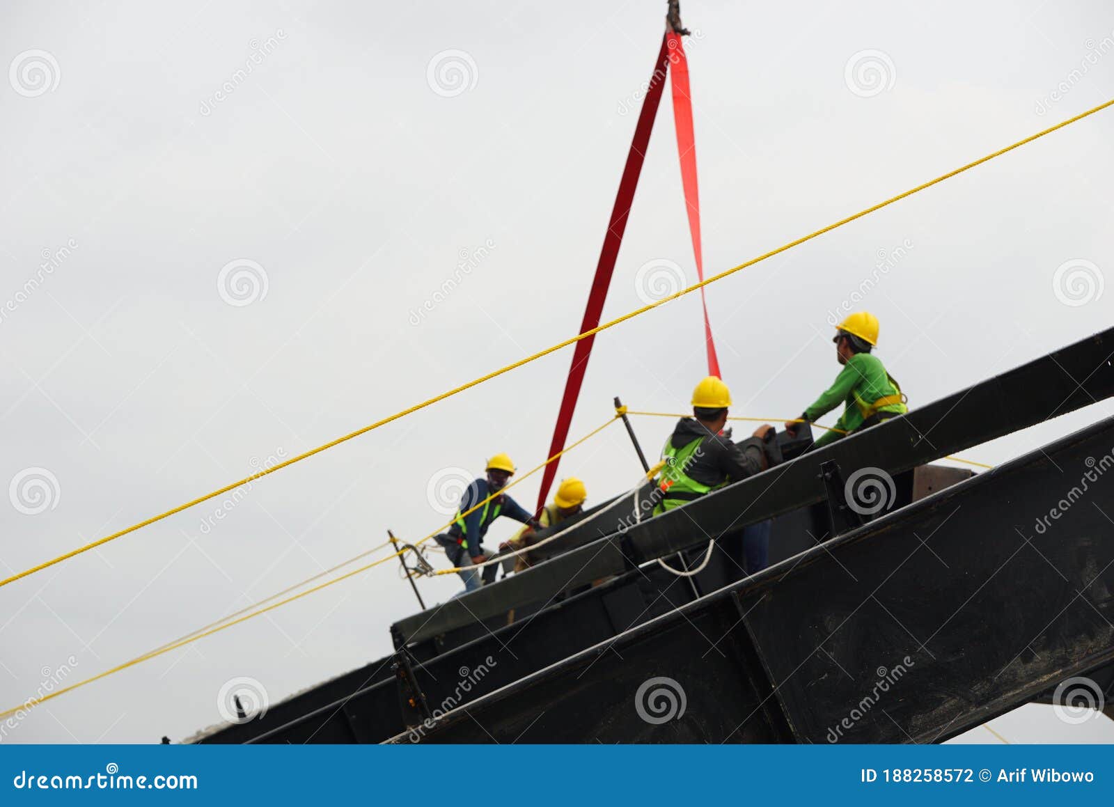 The Construction Labour Worked on the Steel Structure in Building ...