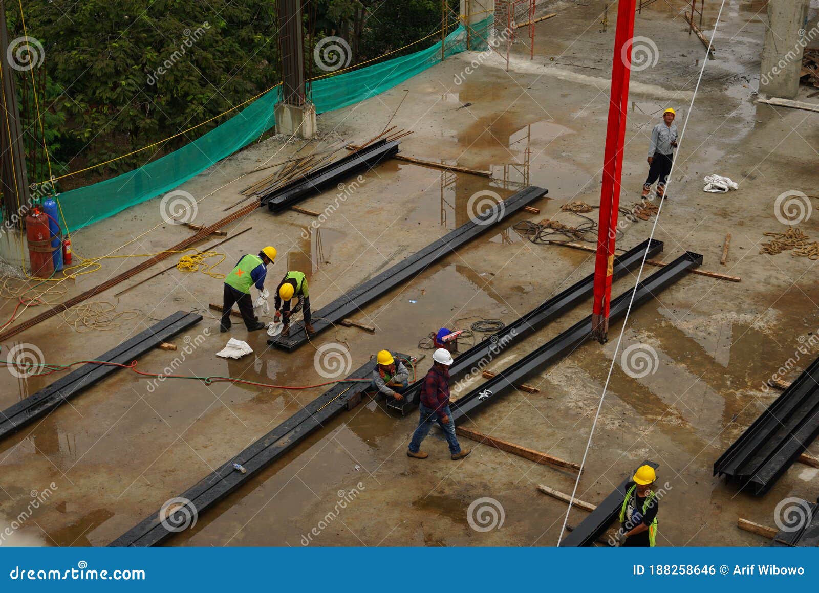 The Construction Labour Worked on the Steel Structure in Building ...