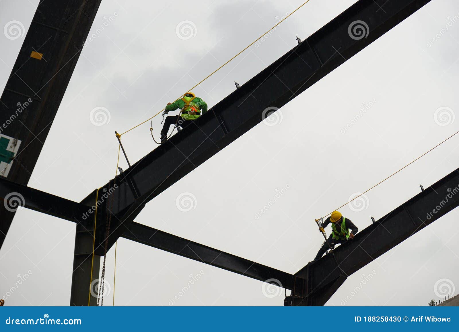 The Construction Labour Worked on the Steel Structure in Building ...
