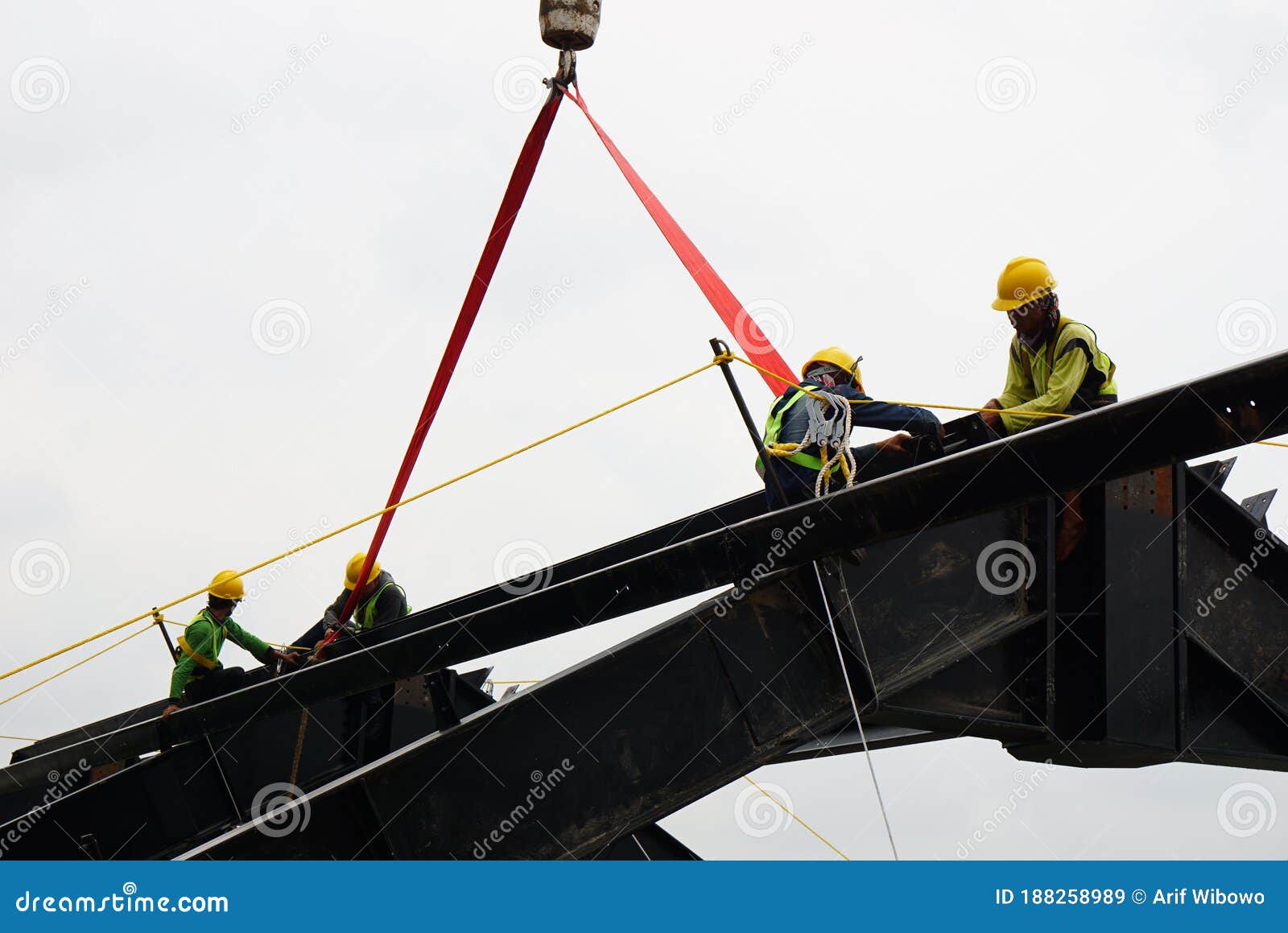 The Construction Labour Worked on the Steel Structure in Building ...
