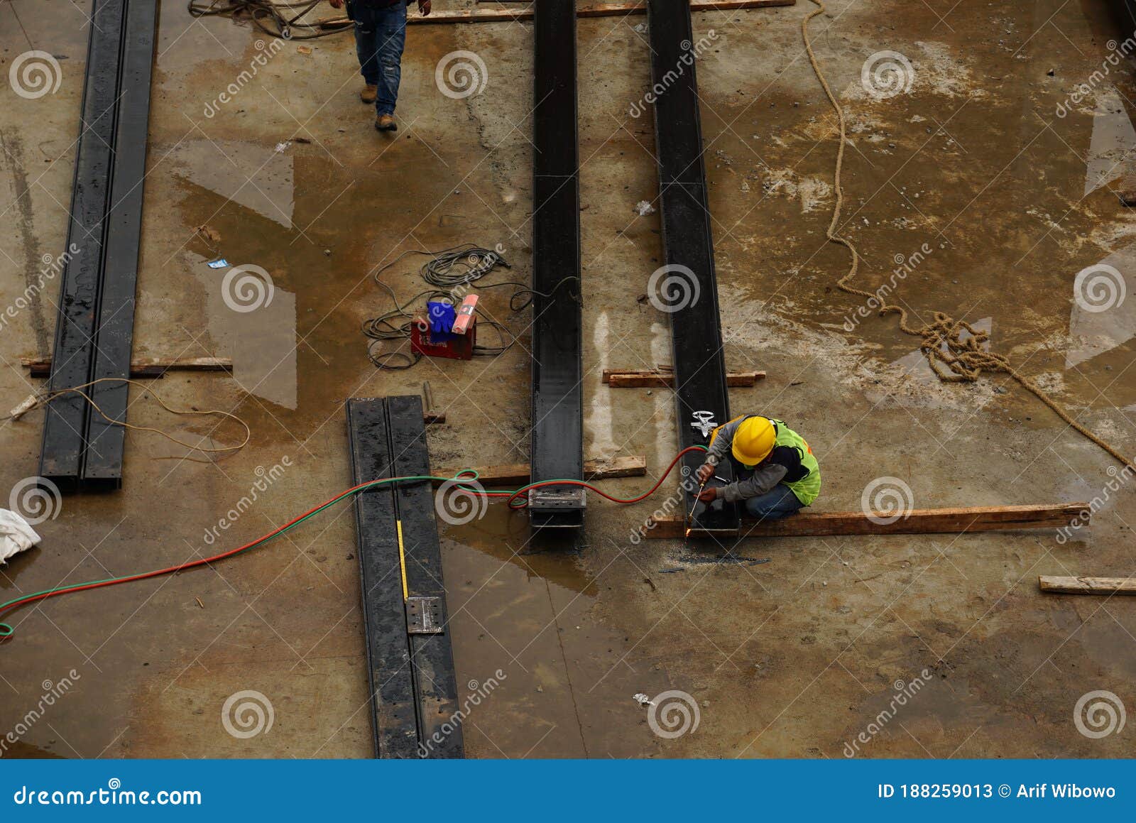 The Construction Labour Worked on the Steel Structure in Building ...
