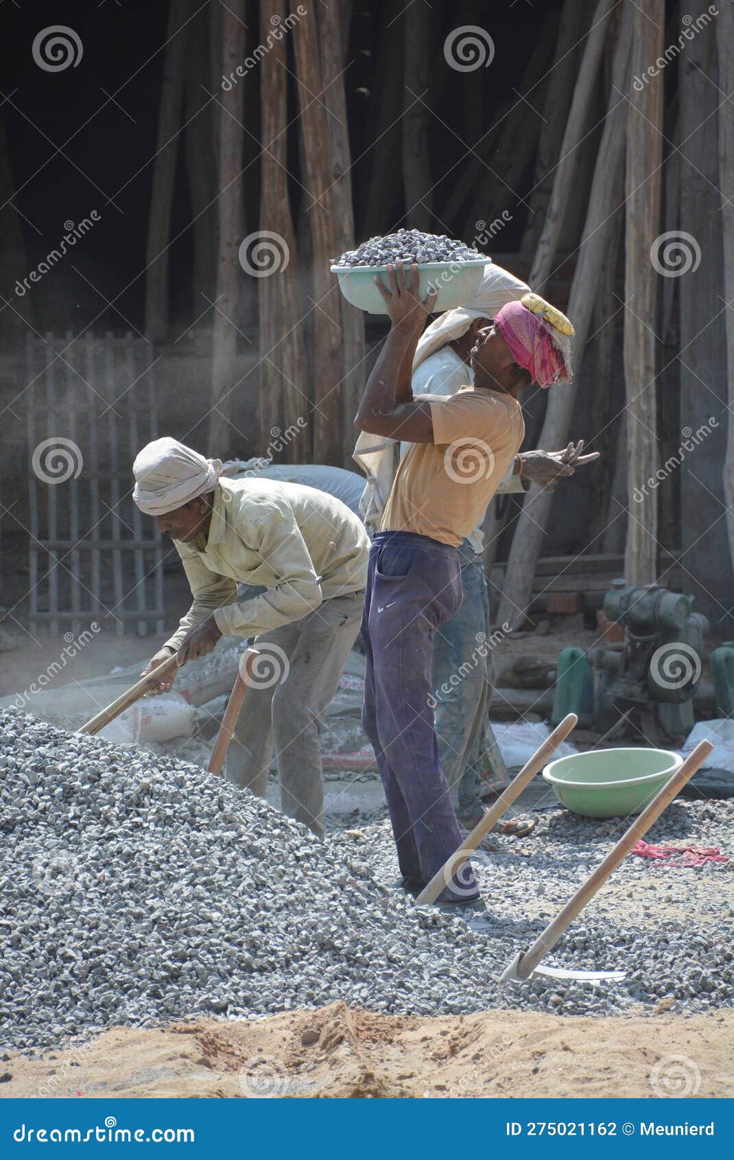 Construction Labour Working at Construction Site Carrying Brick Cement ...