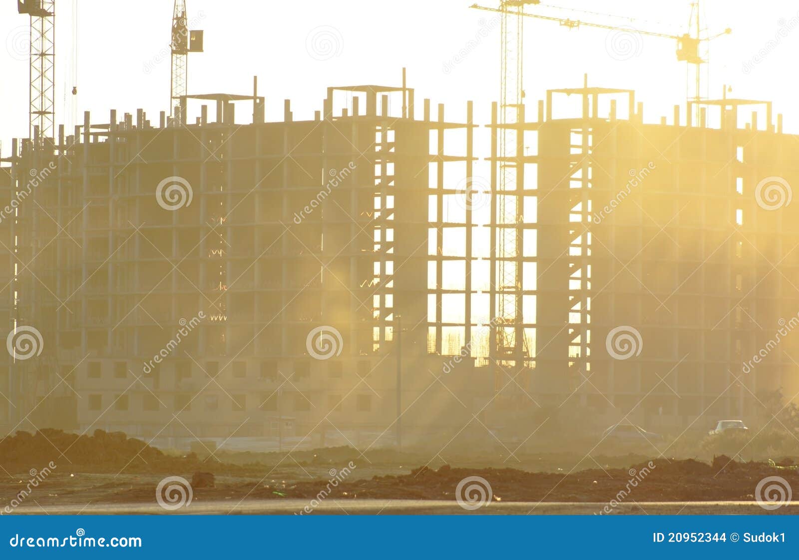 Construction of a Large Building Stock Photo - Image of build, hoist ...