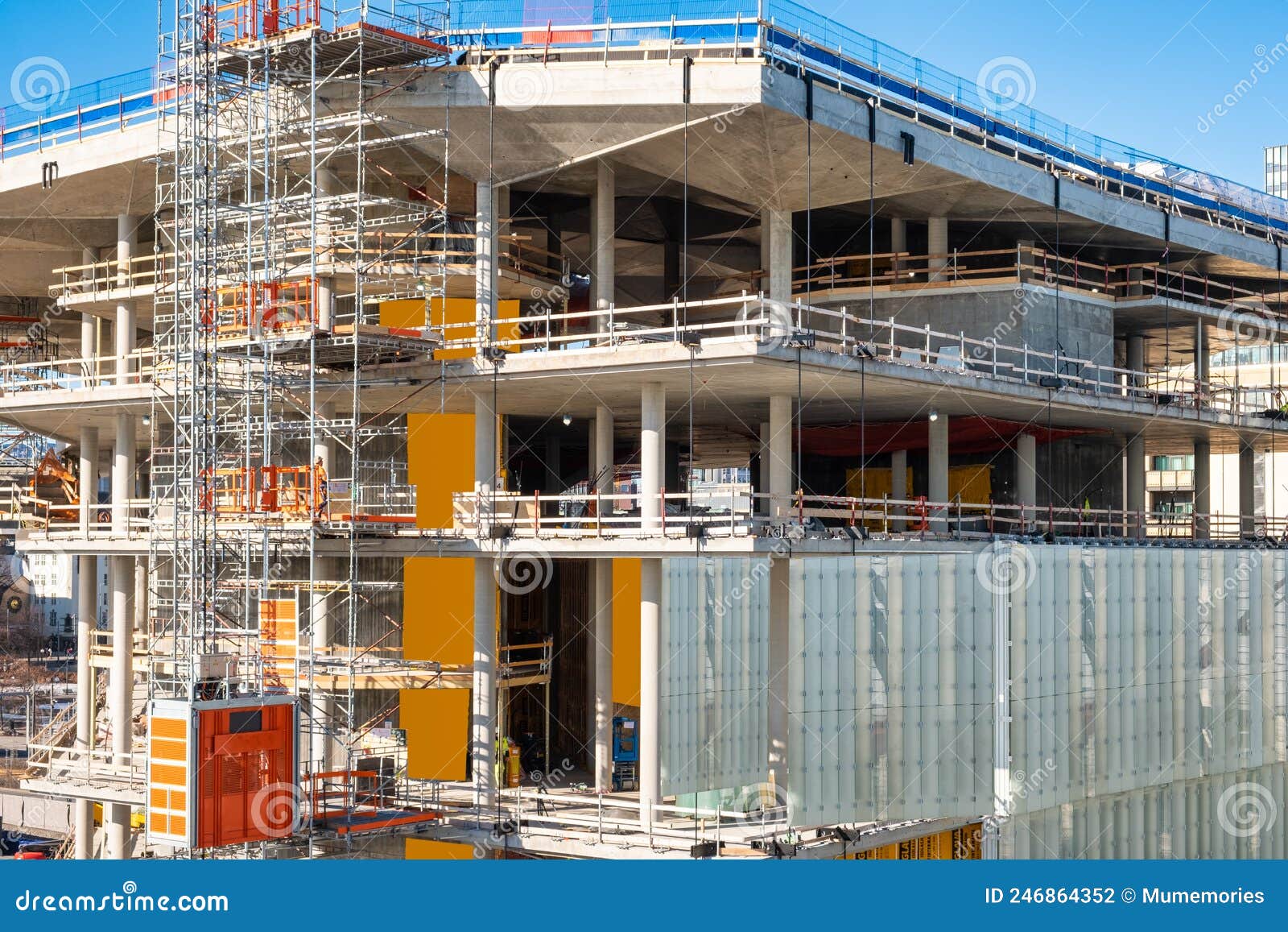 Construction of Large Building with Concrete Structure and Steel ...
