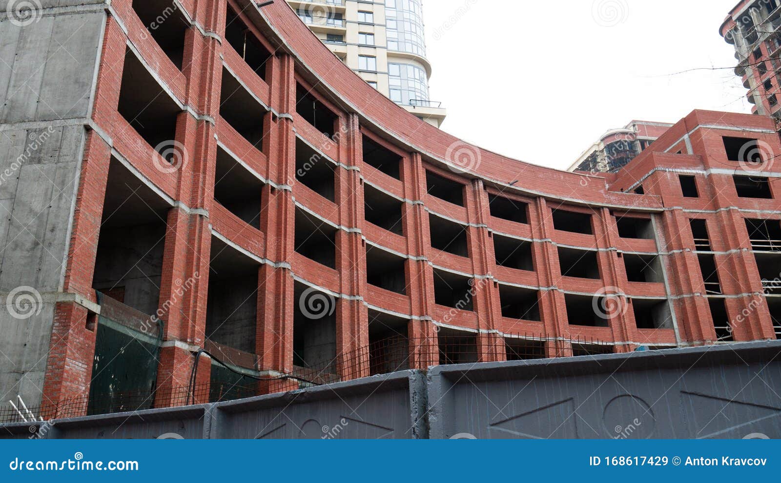 The Construction of a Large Round Brick Building Stock Image - Image of ...