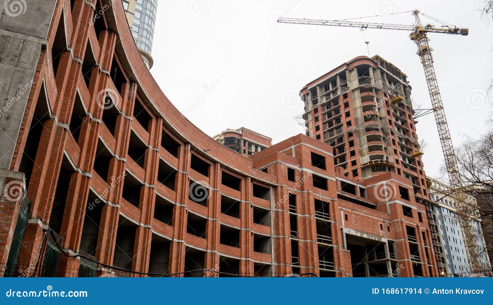 The Construction of a Large Round Brick Building Stock Photo - Image of ...