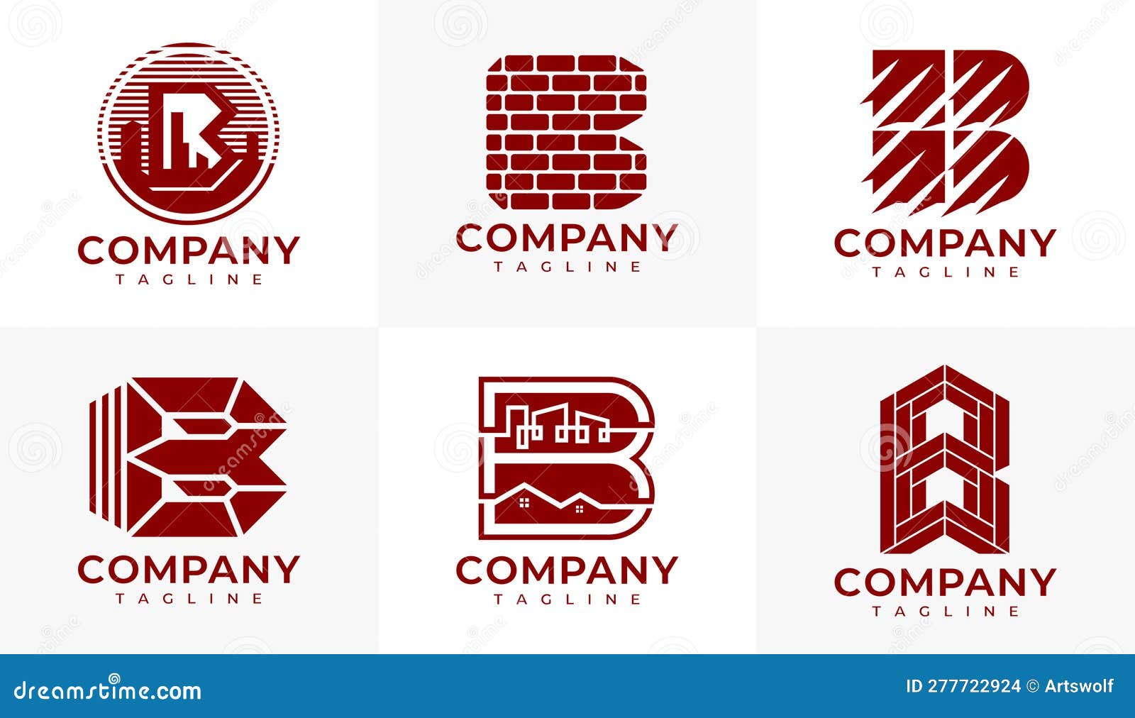 Construction Letter B Logo Design Set. Brick, Wall, and Building ...
