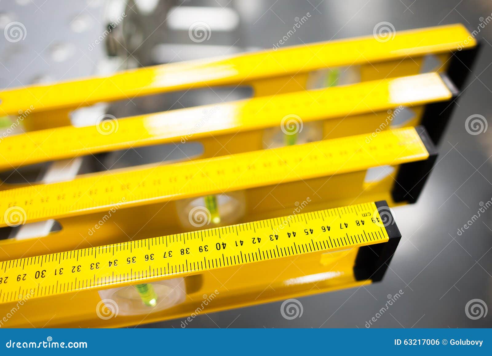 Construction Level Ruler Display on Tools Store Stock Photo - Image of ...