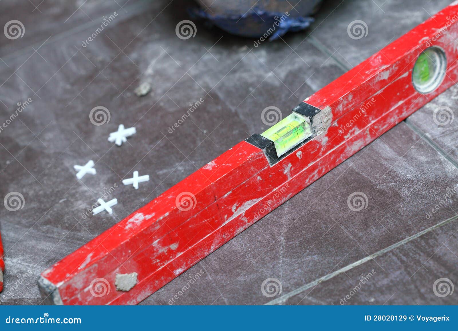 Construction Level Tiling at Home Tile Floor Stock Image - Image of ...
