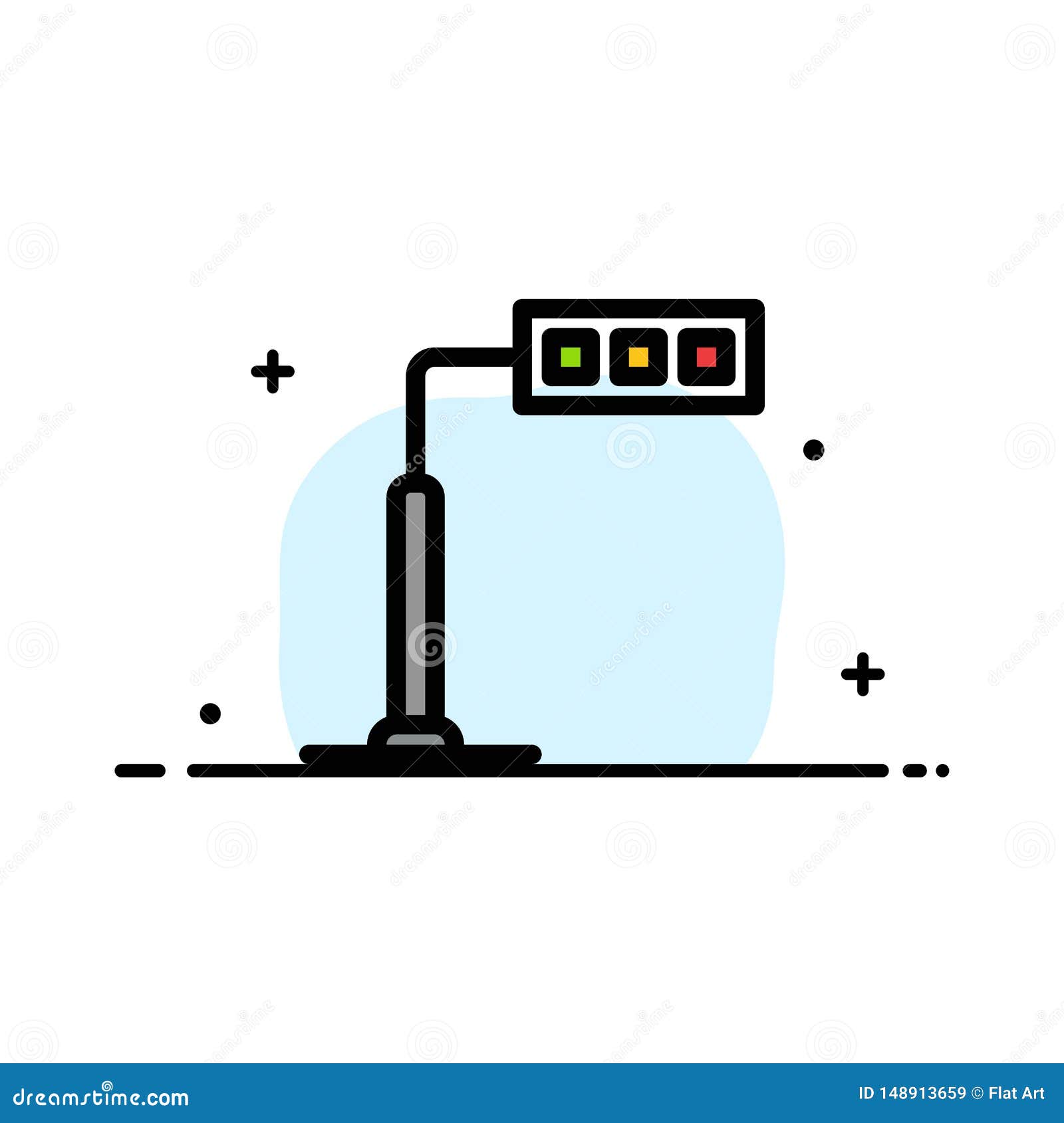 Construction, Light, Tower, Road Business Flat Line Filled Icon Vector ...