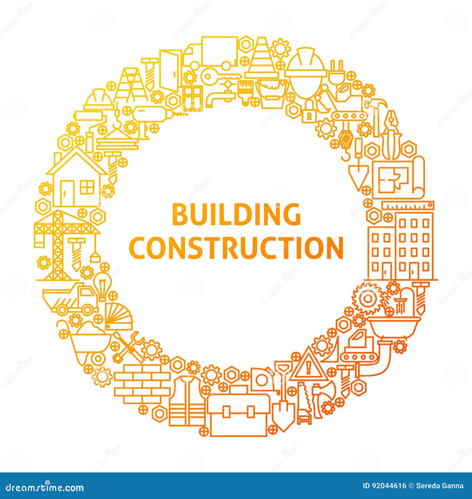 Construction Line Icon Circle Concept Stock Vector - Illustration of ...