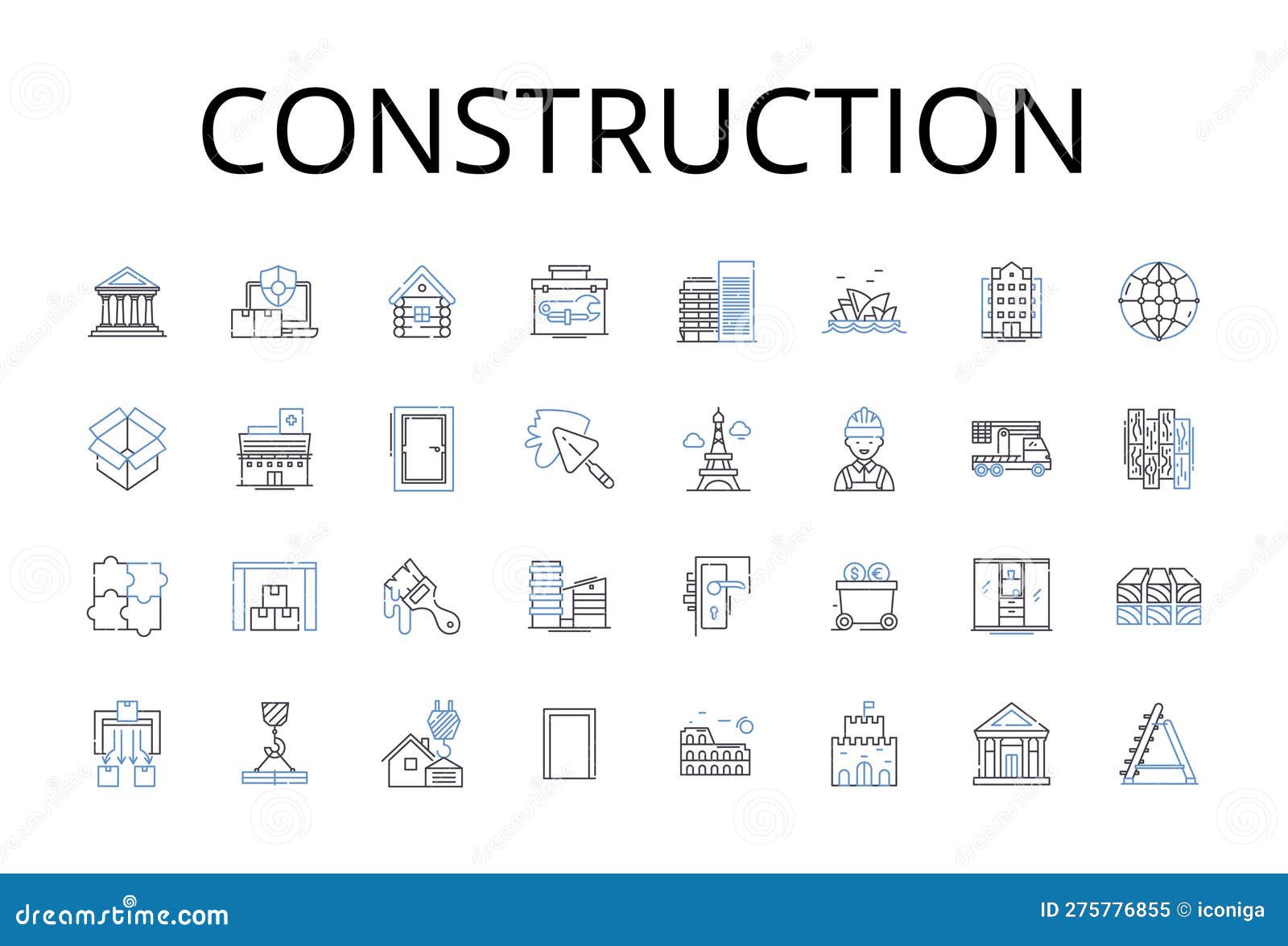 Construction Line Icons Collection. Building, Fabrication ...