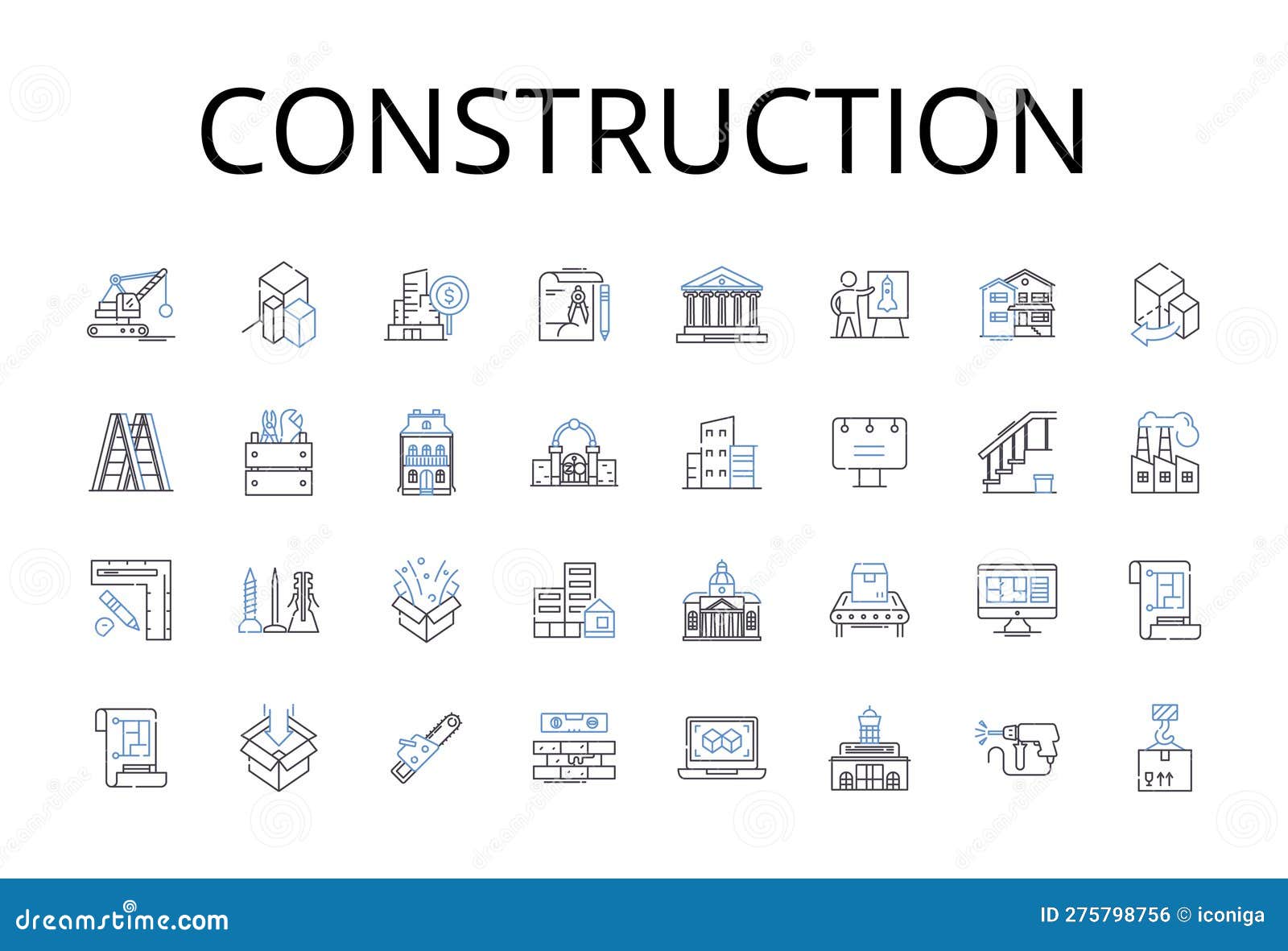 Construction Line Icons Collection. Building, Fabrication ...